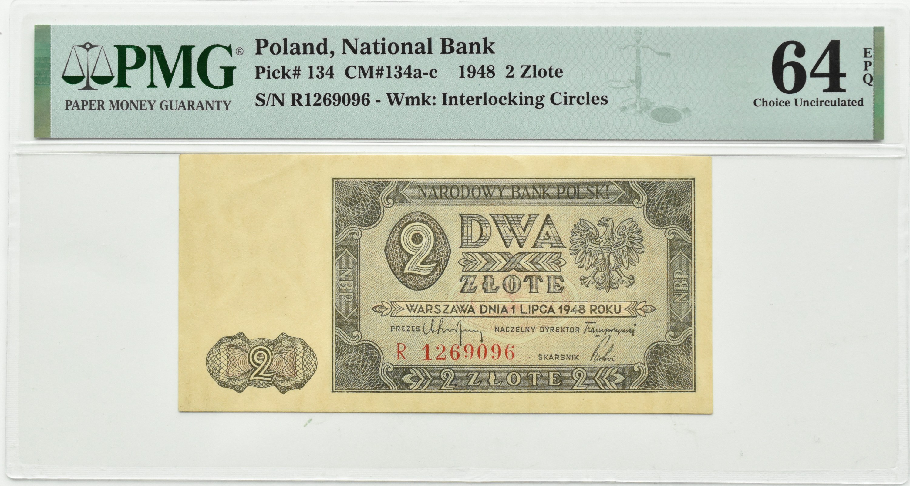 Polska, RP, 2 złote 1948, seria R, Warszawa, PMG 64 EPQ - Aukcja internetowa / Licytacja online ...