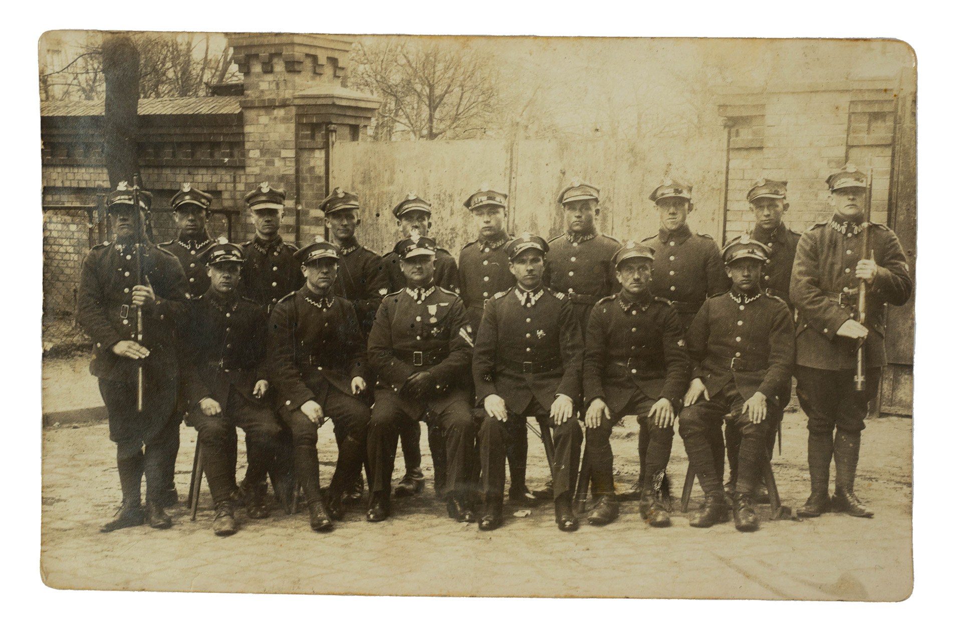 [57th Infantry Regiment] Three photographs: 1. group photo with two ...