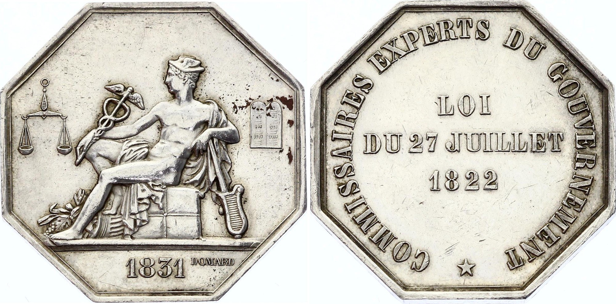 France Silver Trade Octagon Medal 1831 Bomard - Online auction / Online ...