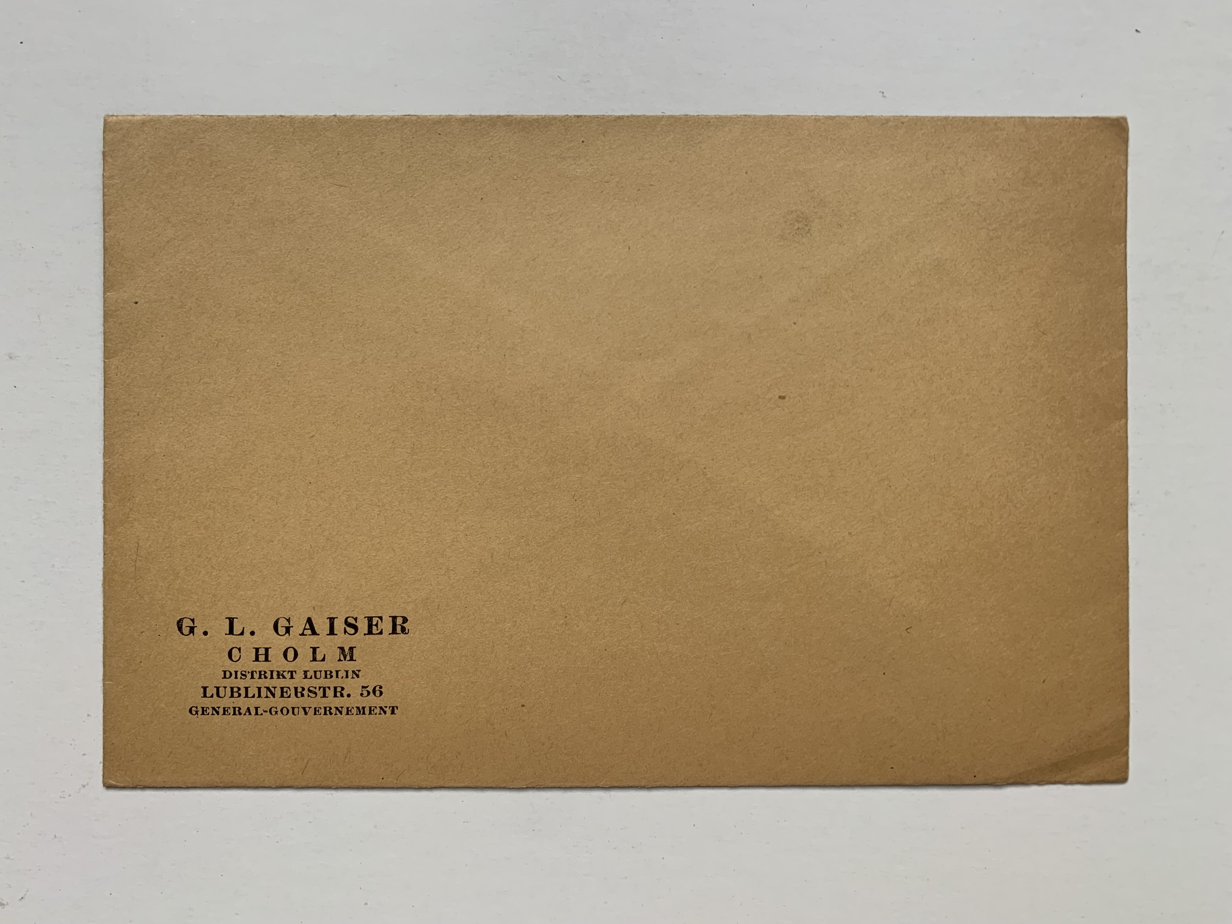Firmowa koperta G.L.GAISER CHOLM. - Aukcja internetowa / Licytacja ...