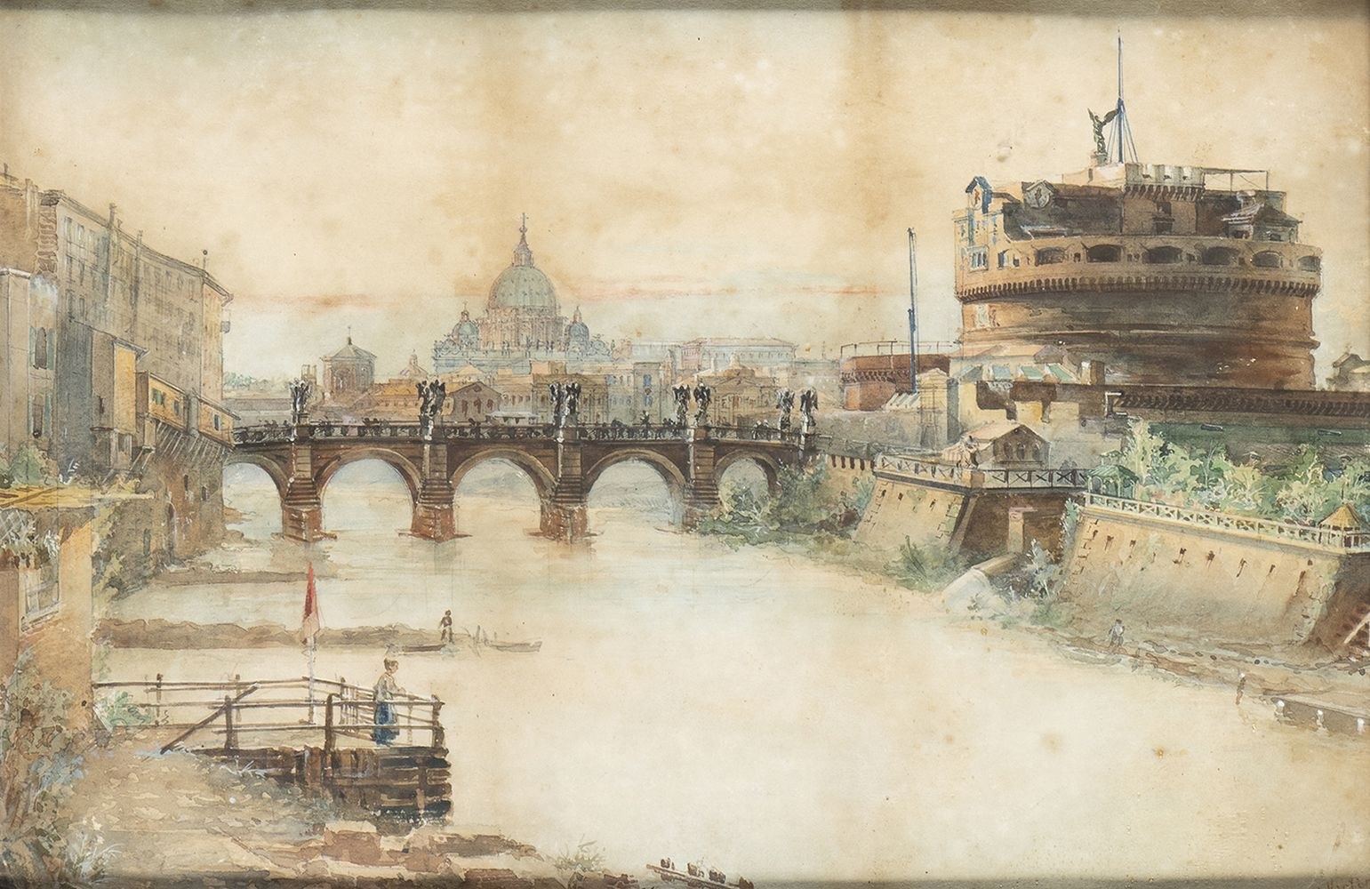 J. MARTIN, Castel Sant'Angelo view, 1860 - Aukcja internetowa ...