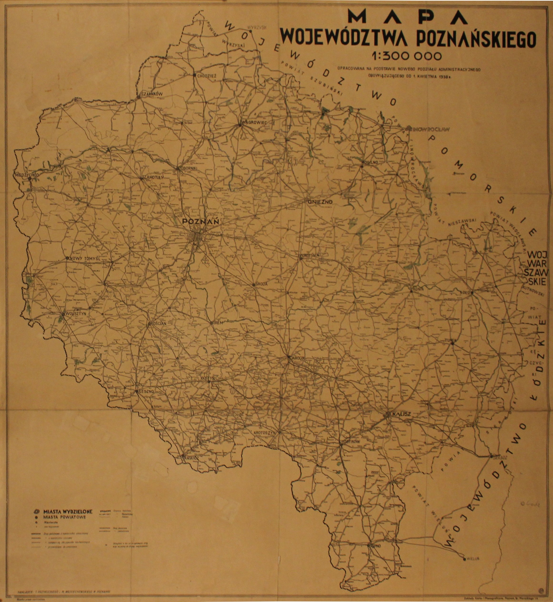POZNAŃ. Map of the Poznań Province; compiled by. Zaklady Karto- i ...
