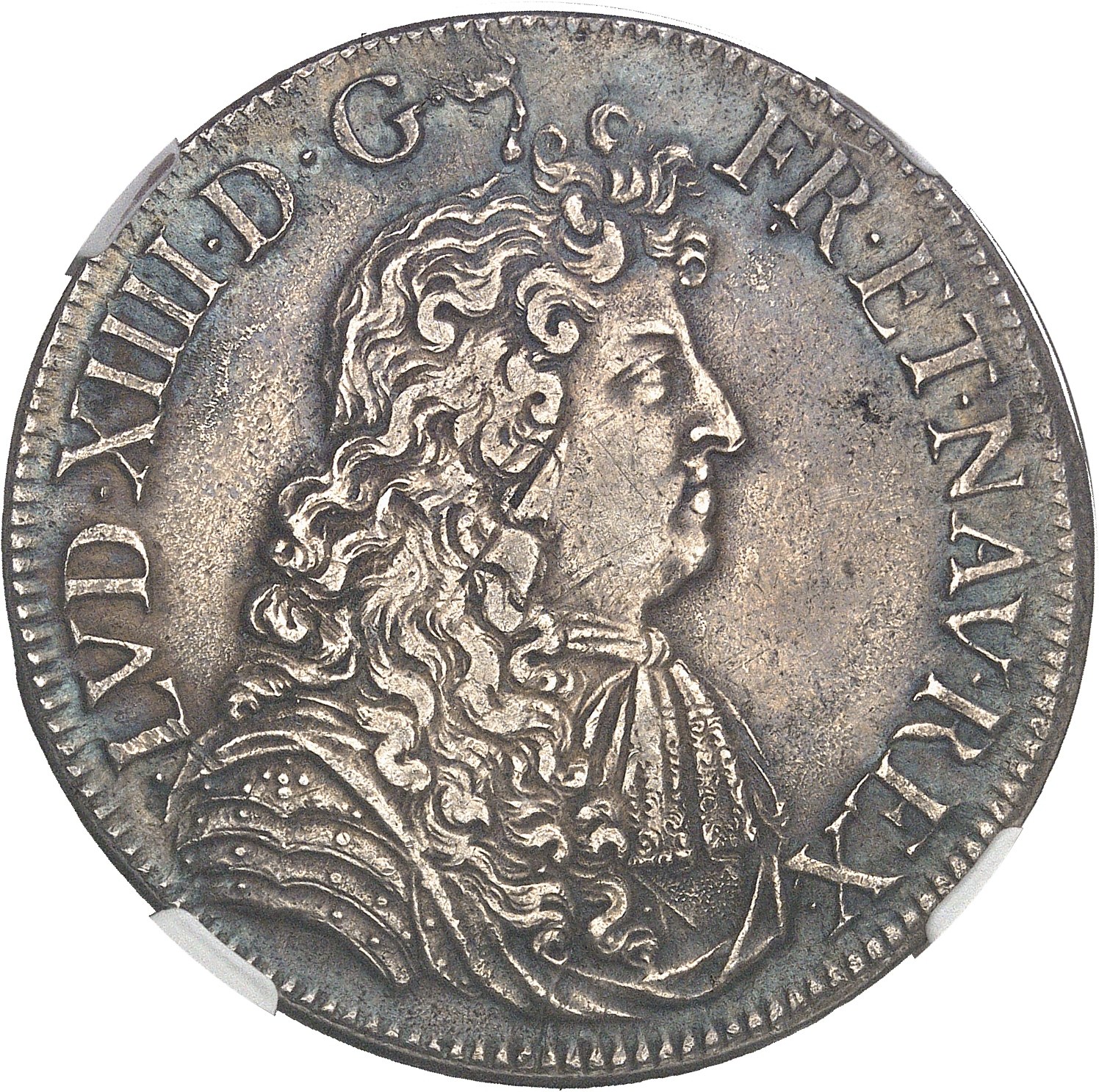 Ludwik XIV (1643-1715). Écu à la cravate, 2. wydanie F. Warin 1682, S, Reims. - Aukcja ...