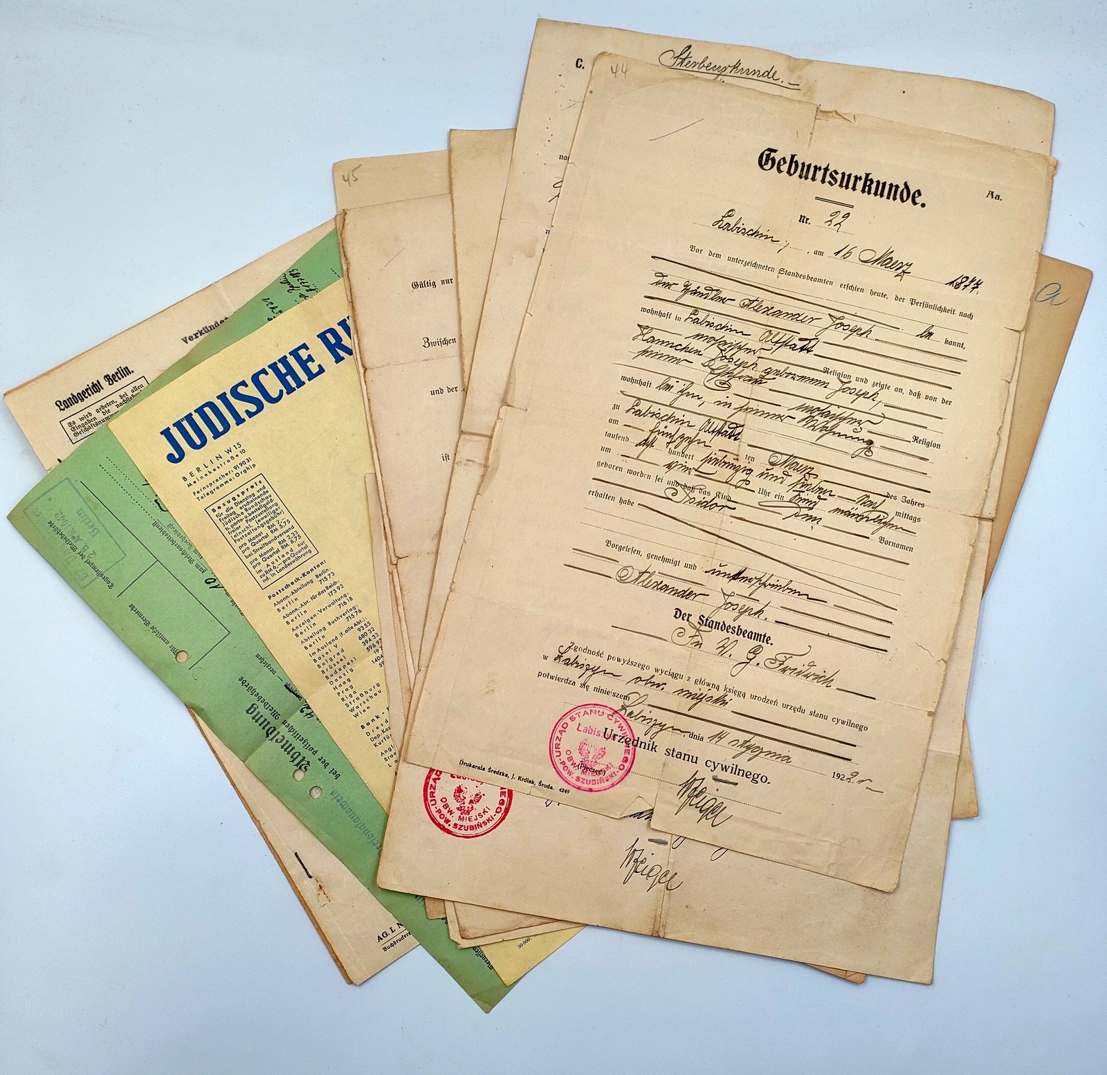 Zbiór dokumentów dot. rodziny Joseph - Stemple Bydgoszcz Berlin ...
