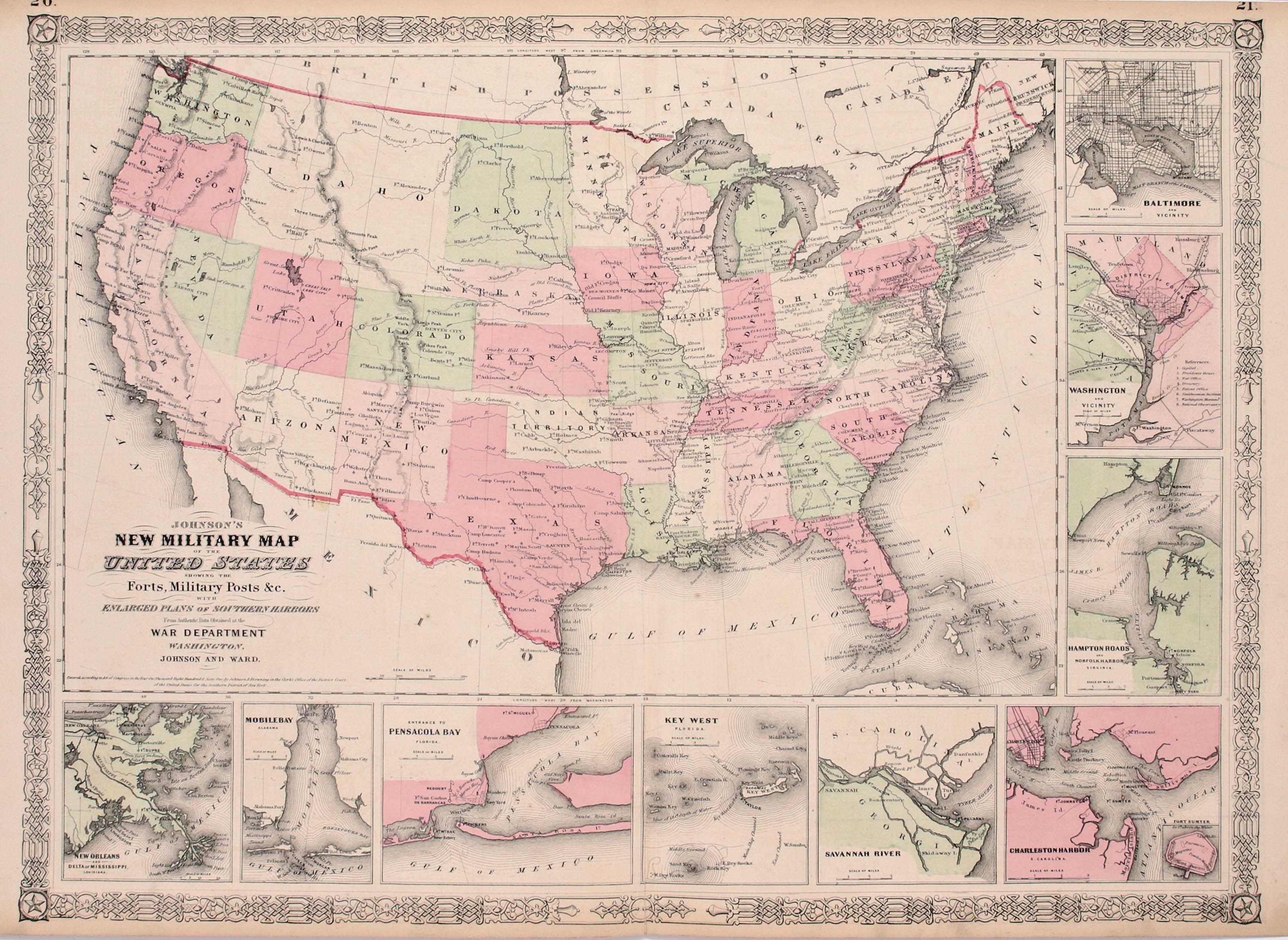 Alvin Jewett Johnson, Johnson's new military map of the United States ...