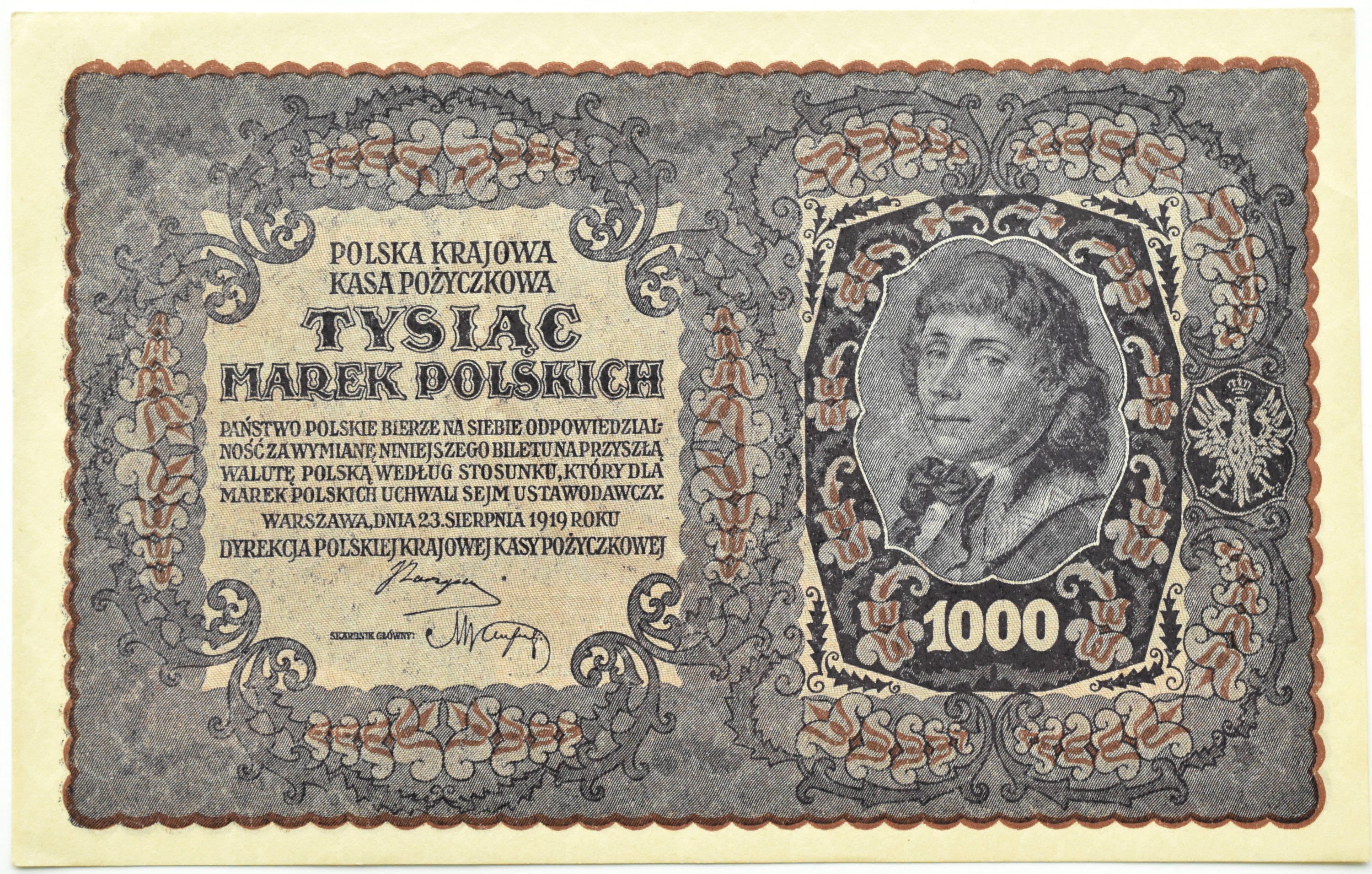 Polska, II RP, lot 1000 marek 1919, I serja X - typ 7, Warszawa ...
