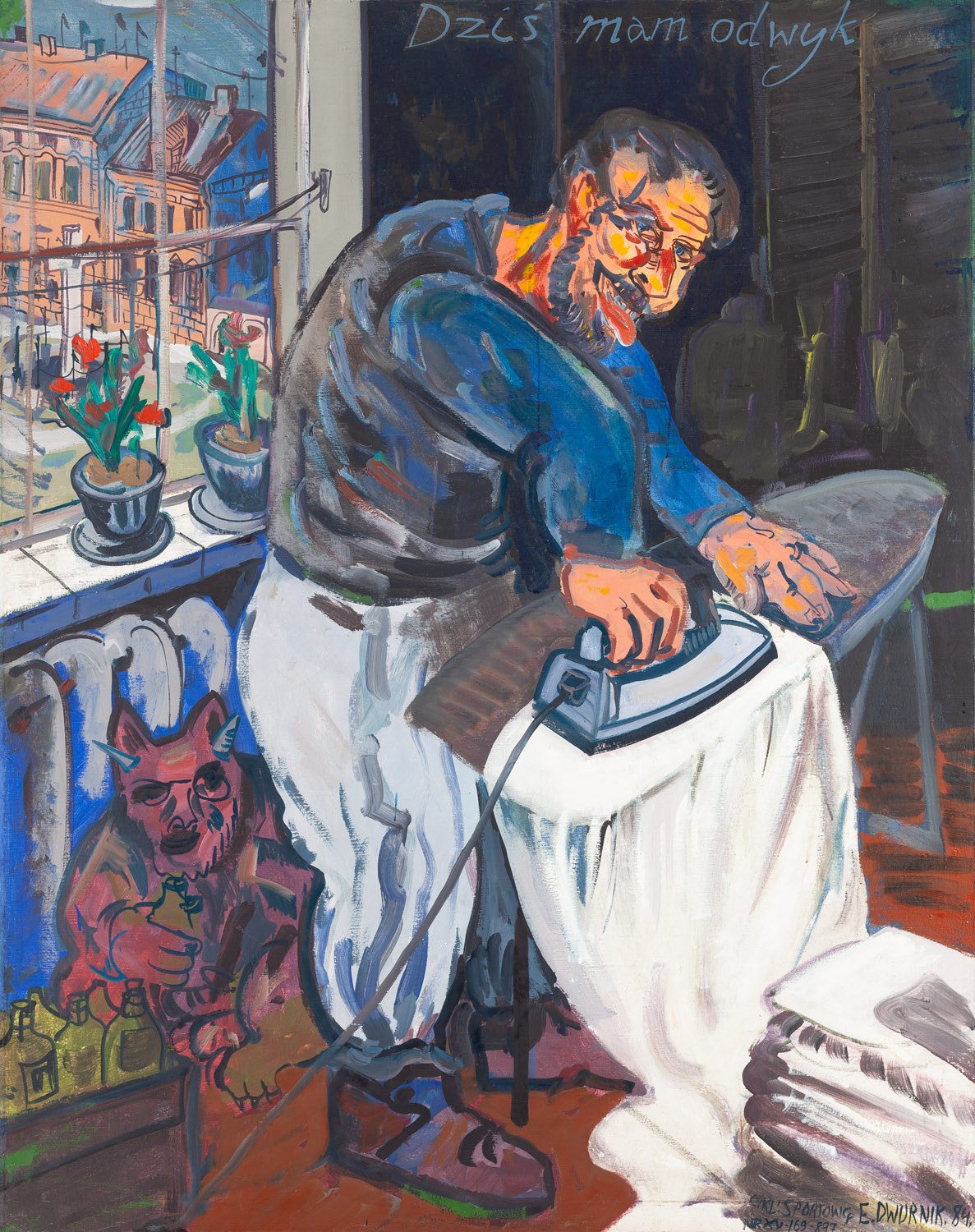 Edward Dwurnik (1943 Radzymin - 2018 Warszawa), "Dziś mam odwyk" z cyklu "Sportowcy", 1984 ...