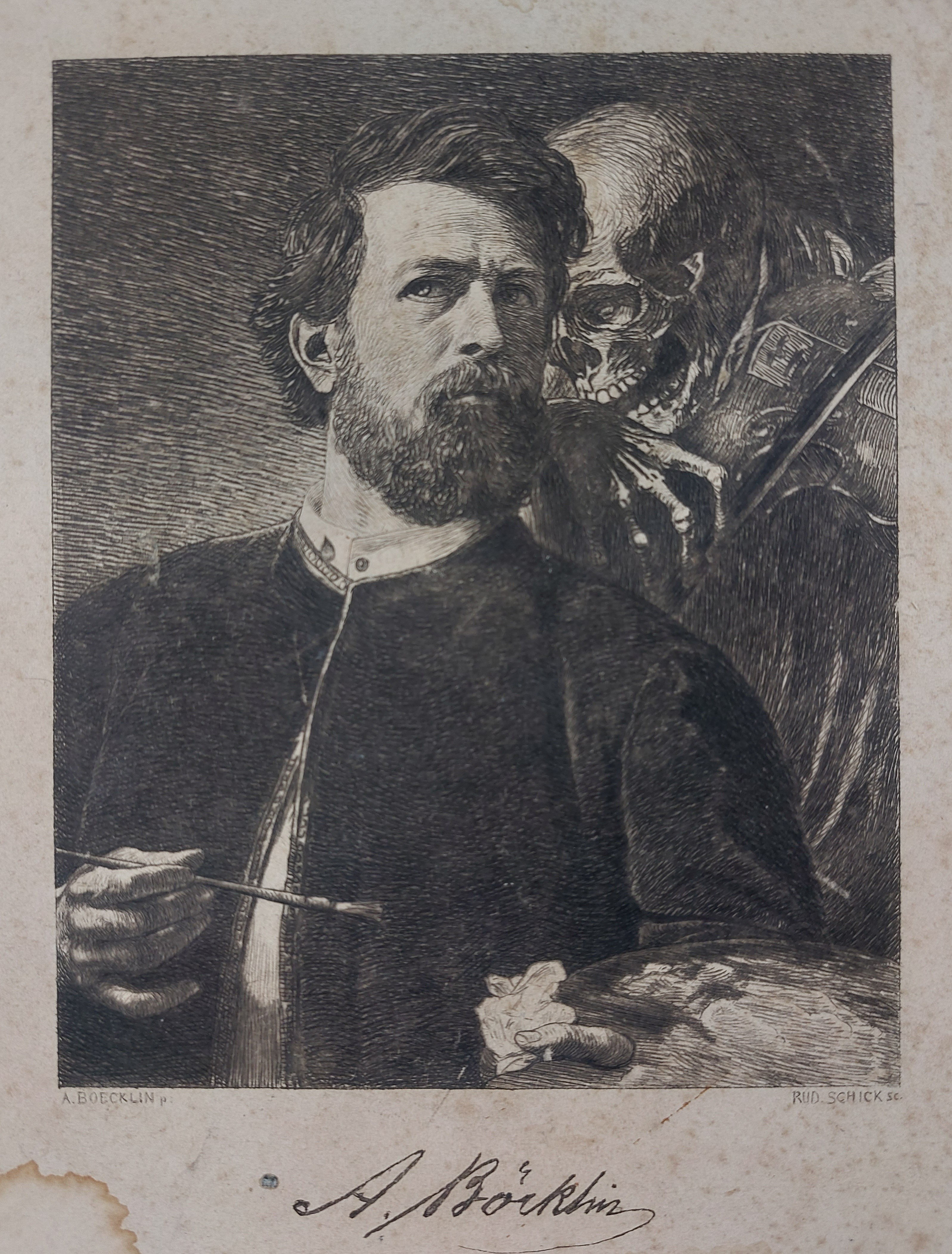 A. Bocklin | Autoportret Arnold Bockllin /rycina XIX w./ - Aukcja ...