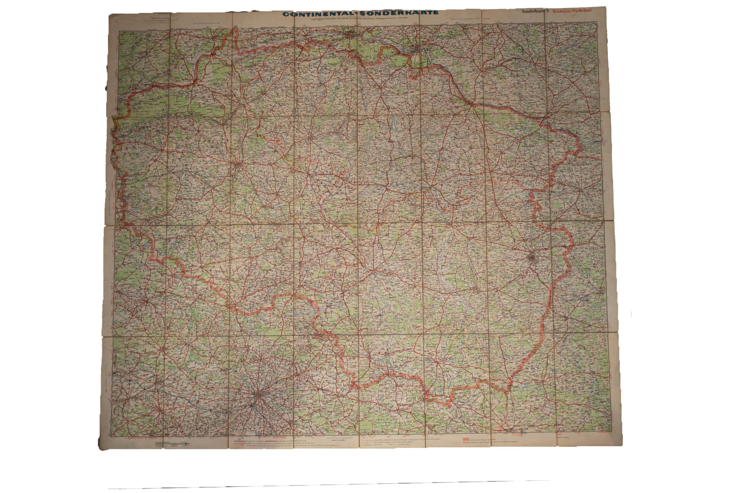 Duża mapa Reichsgau Wartheland, f. 103 x 94cm / KRAJ WARTY, skala 1:300 ...