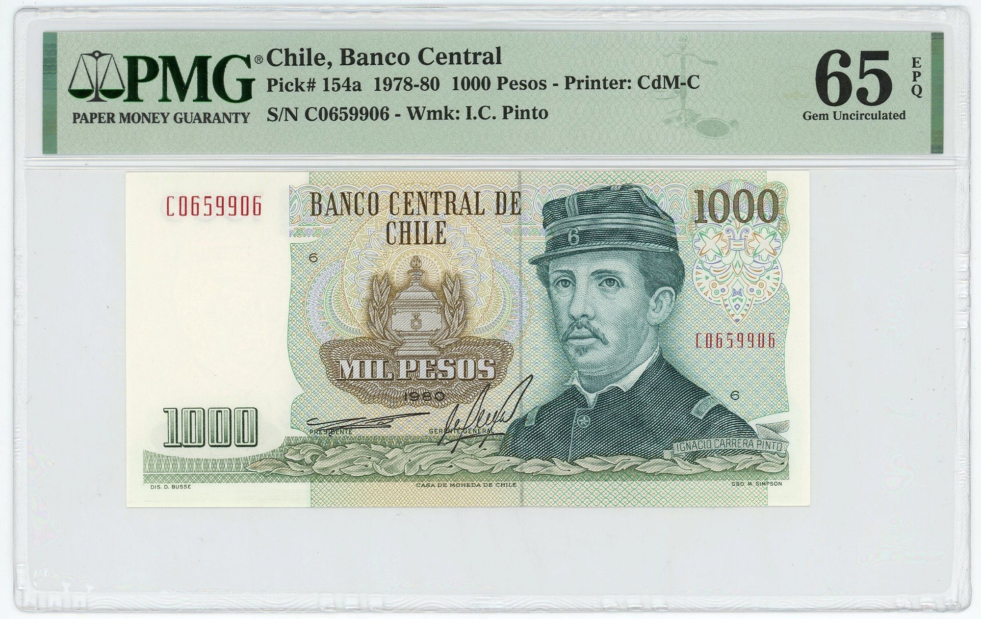 Chile 1000 Pesos 1980 PMG 65 EPQ - Aukcja internetowa / Licytacja ...