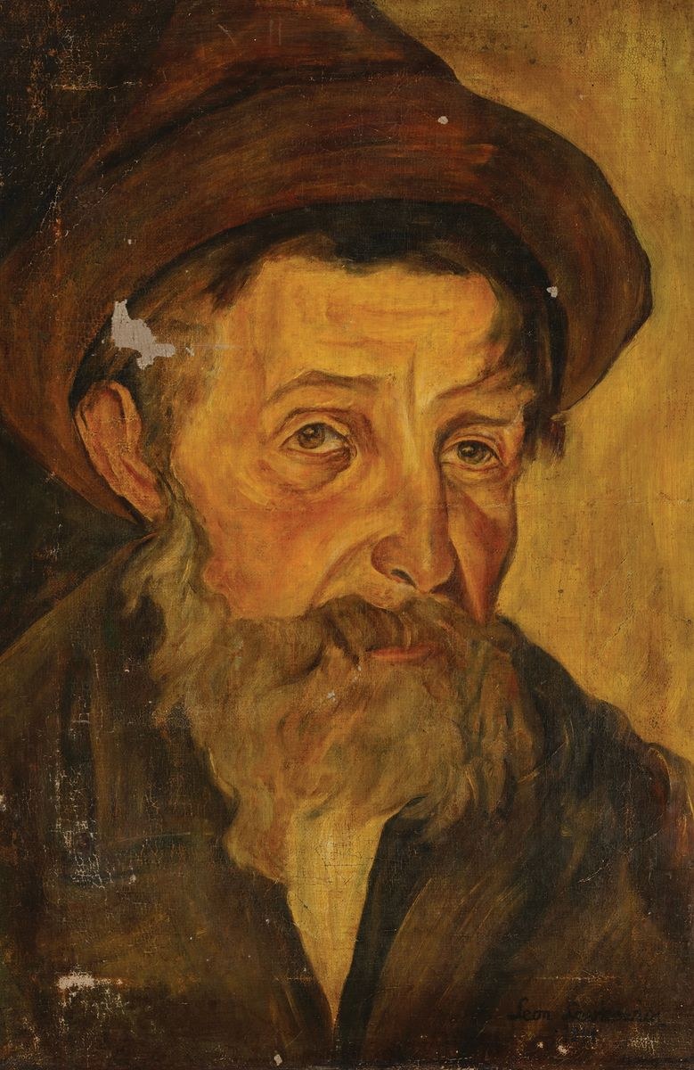 Leon LEWKOWICZ, STUDIUM BRODATEGO MĘŻCZYZNY W KAPELUSZU, 1921 - Aukcja ...