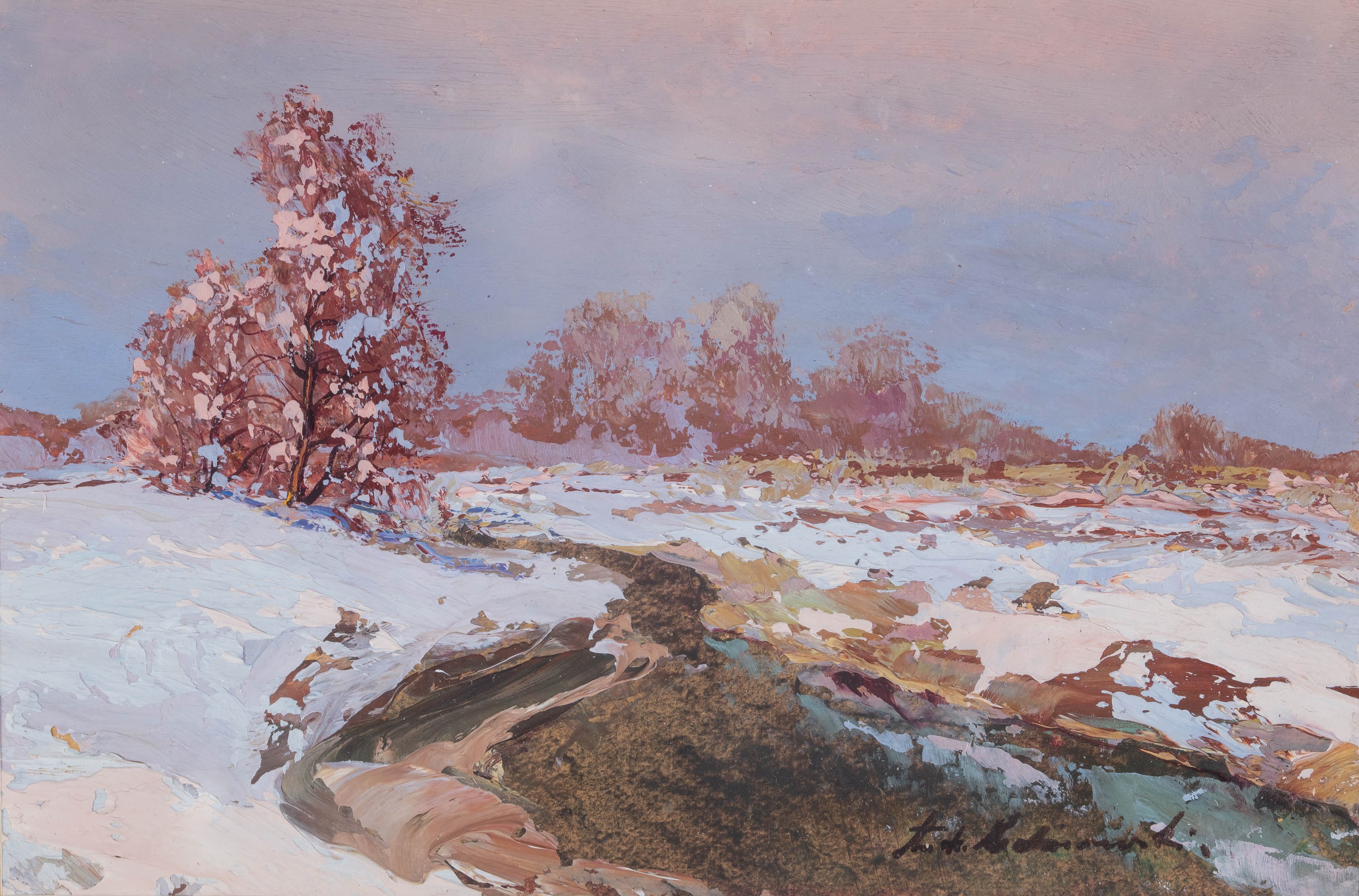 Andrzej Malinowski (1885 Czempin - 1932 Poznań), Pejzaż zimowy - Aukcja internetowa / Licytacja ...