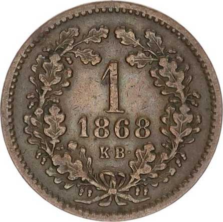 František Josef I.(1848-1918), 1 kr. 1868 KB, tém. - Aukcja internetowa / Licytacja online ...