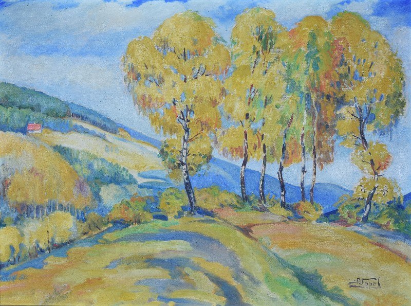 Antoni WIPPEL (1882-1969), Pejzaż z brzozami - Aukcja internetowa ...