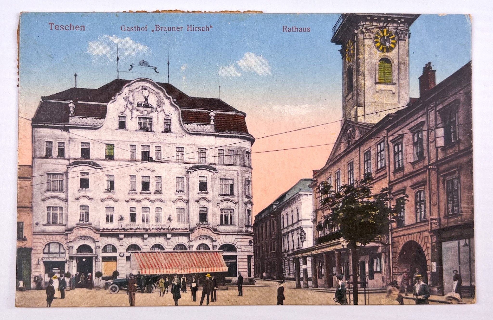 POCZTÓWKA - Teschen Brauner Hirsch - Rathaus - Cieszyn - 1920 - Aukcja ...
