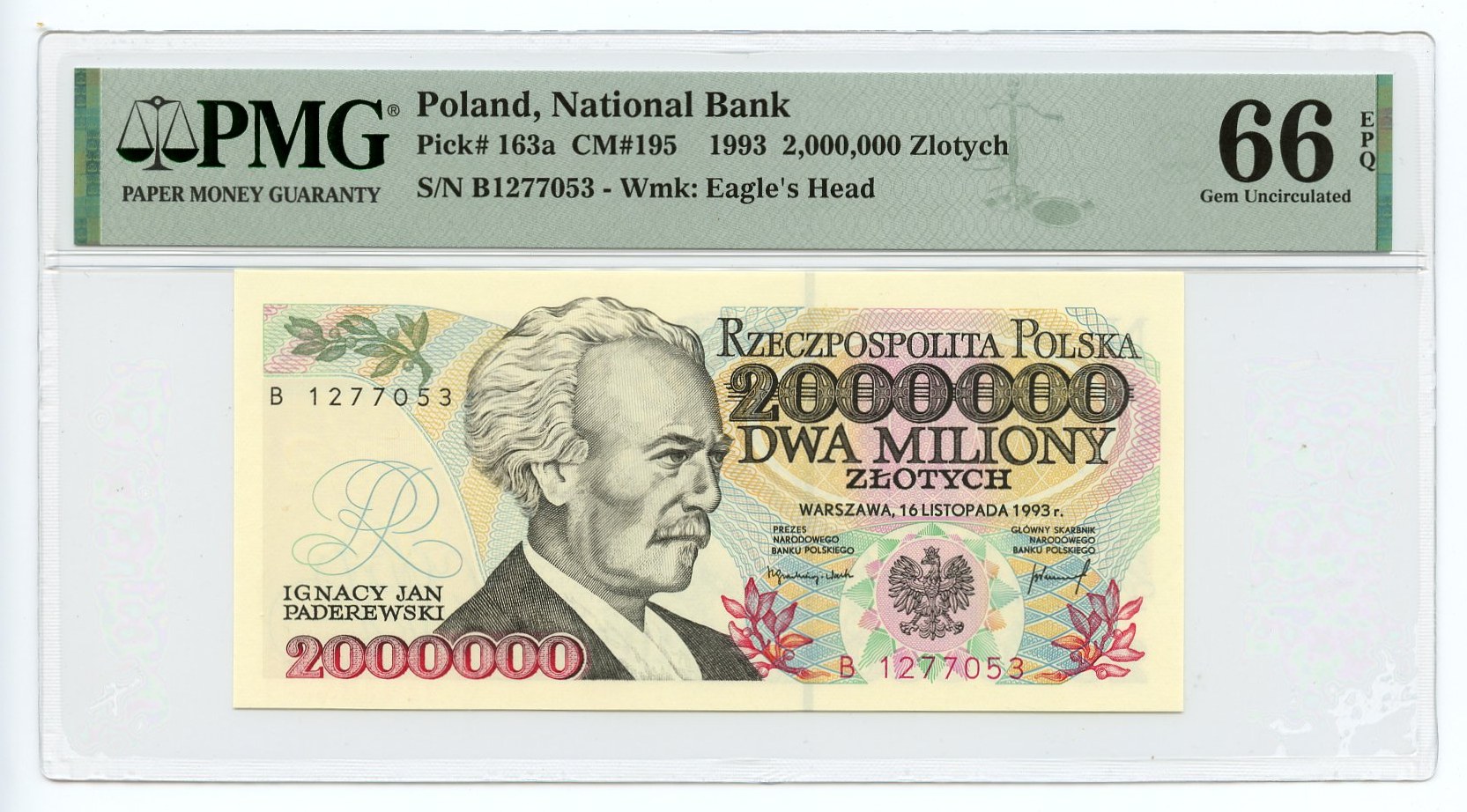 2.000.000 złotych 1993 - seria B - PMG 66 EPQ - Aukcja internetowa ...