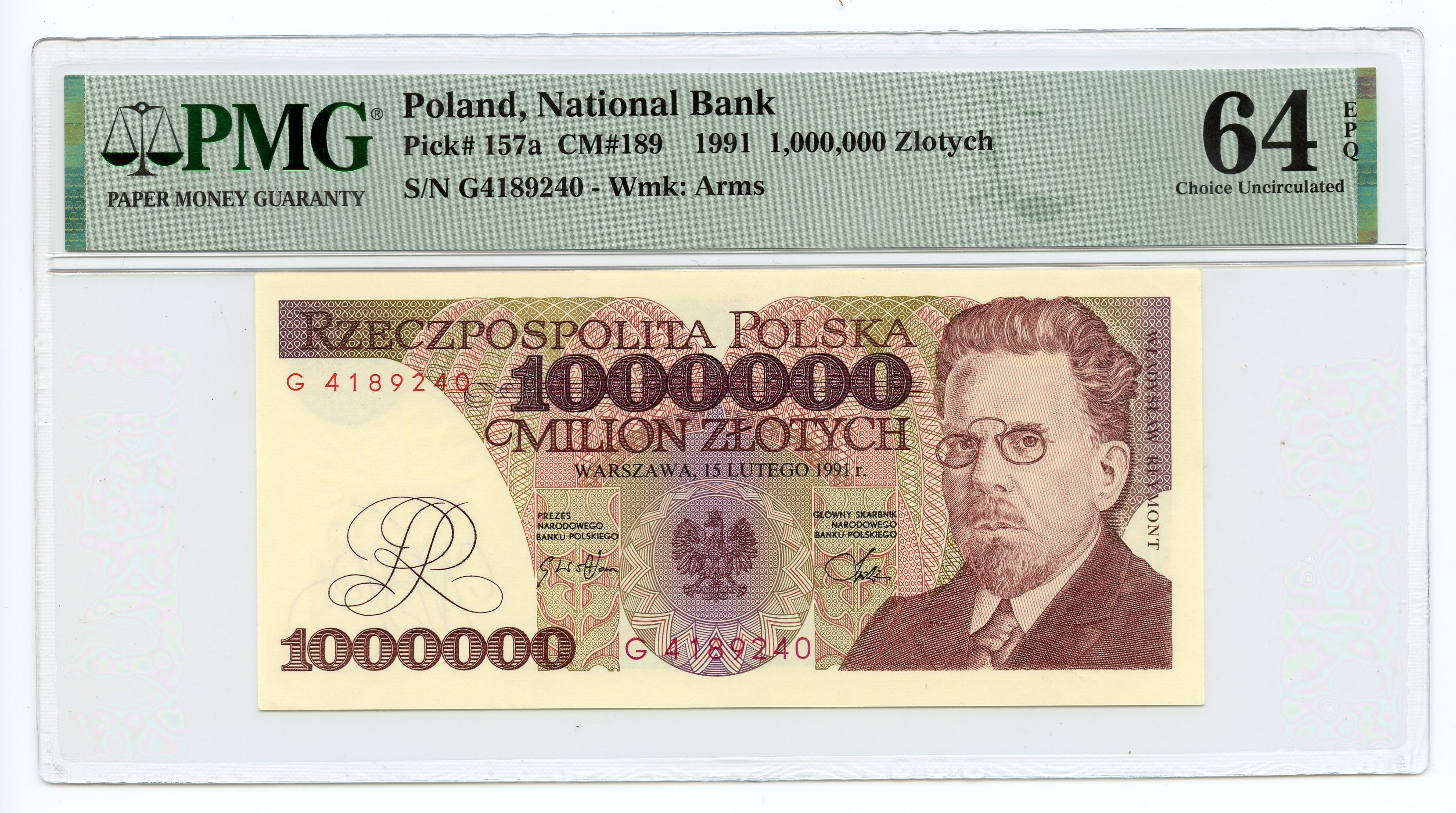 1.000.000 złotych 1991 - seria G - PMG 64 EPQ - Aukcja internetowa / Licytacja online - Cena ...