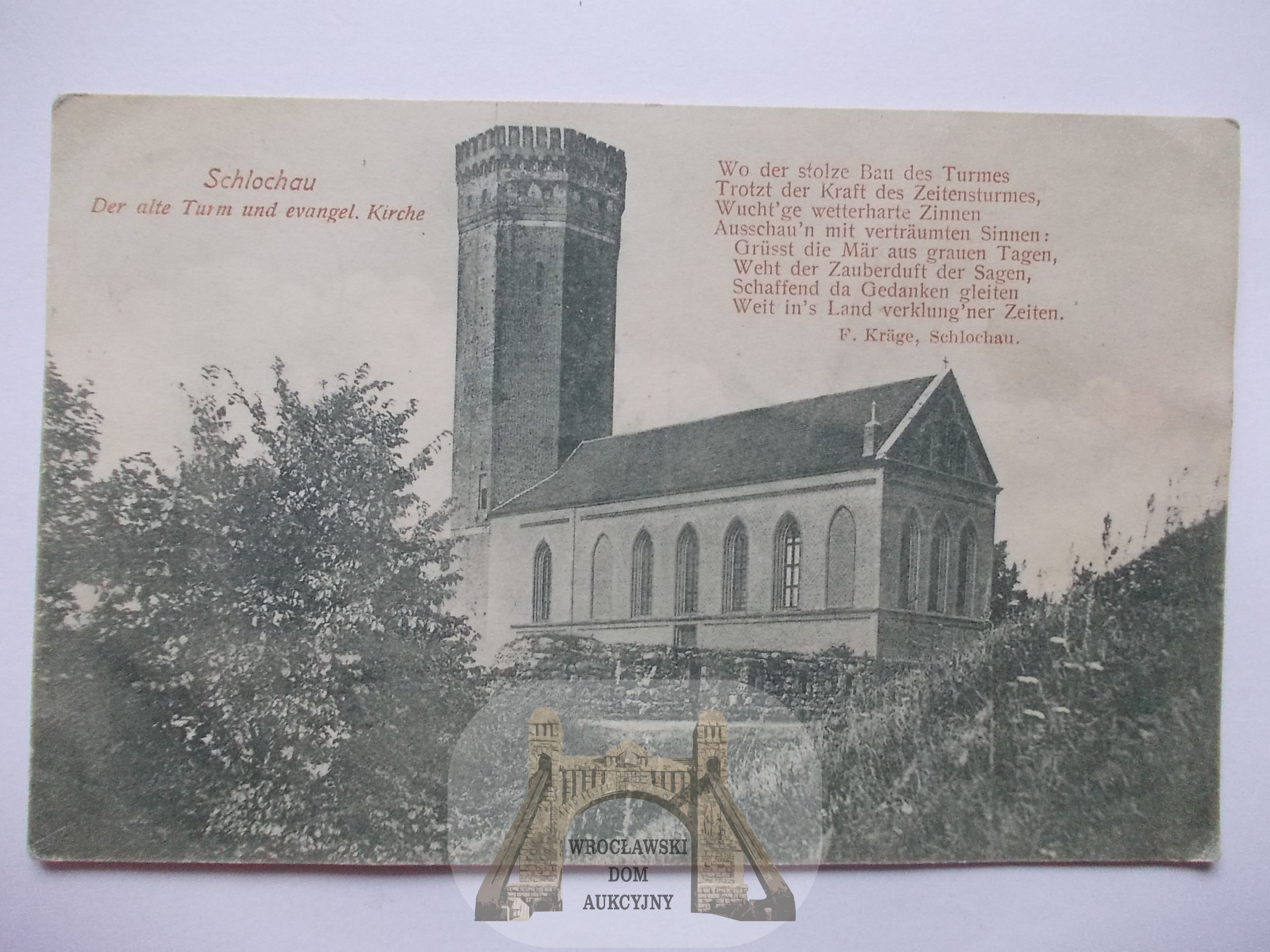 Człuchów, Schlochau, wieża i kościół, ok. 1912 - Aukcja internetowa ...