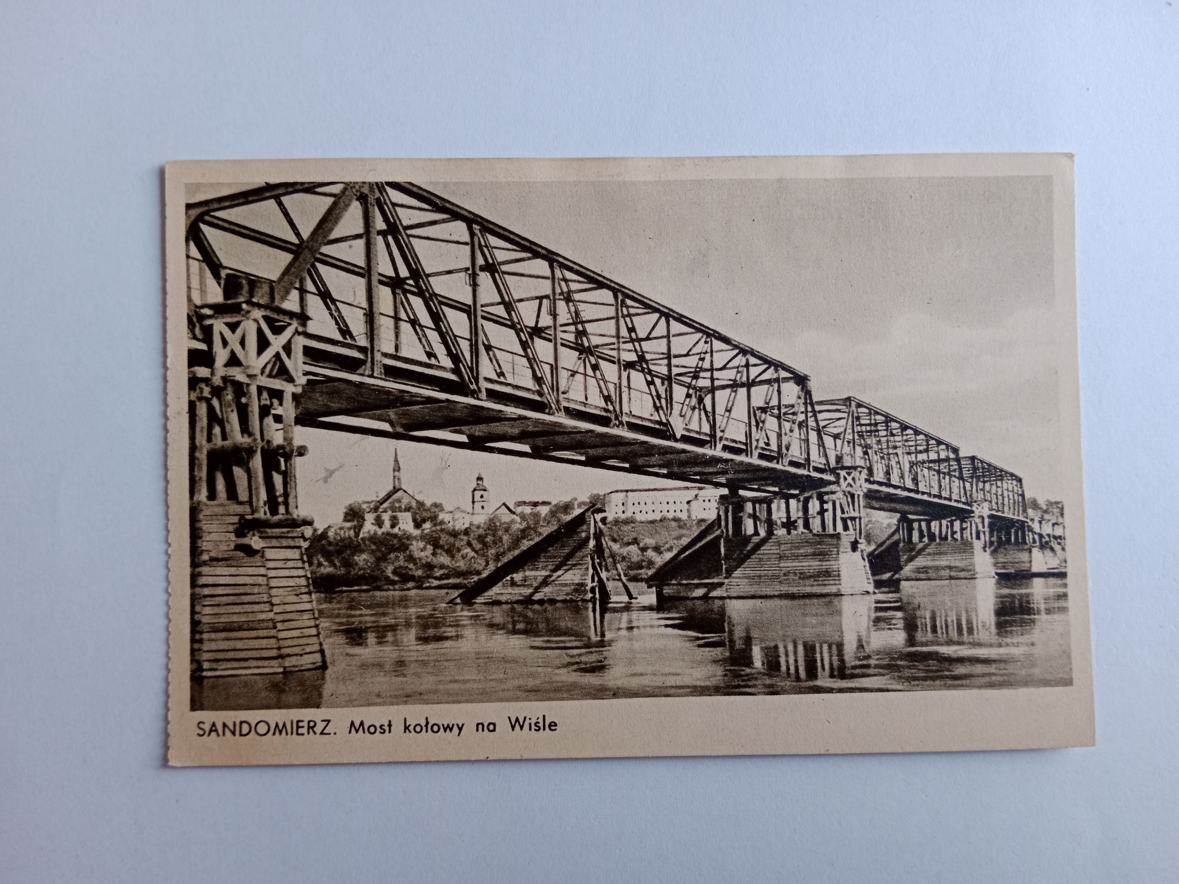 POCZTÓWKA SANDOMIERZ MOST KOŁOWY NA WIŚLE KOLEGIUM GOSTOMSKIEGO ...