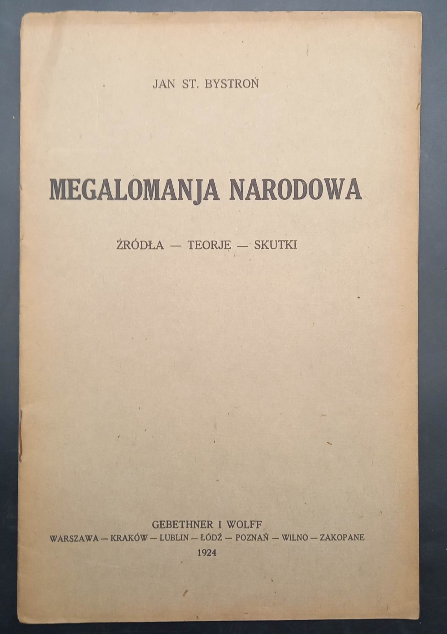 Jan St. Bystroń Megalomanja narodowa - Aukcja internetowa / Licytacja ...
