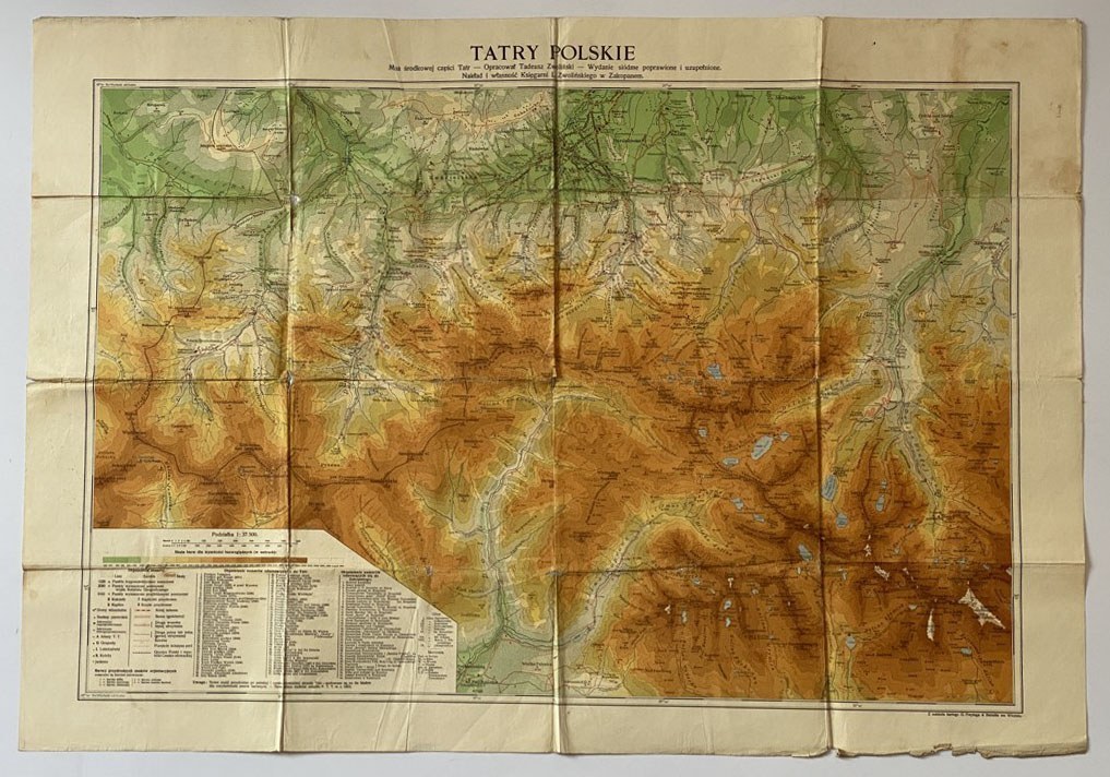 Map of the Polish Tatra Mountains Zwolinski 1923 - Online auction ...