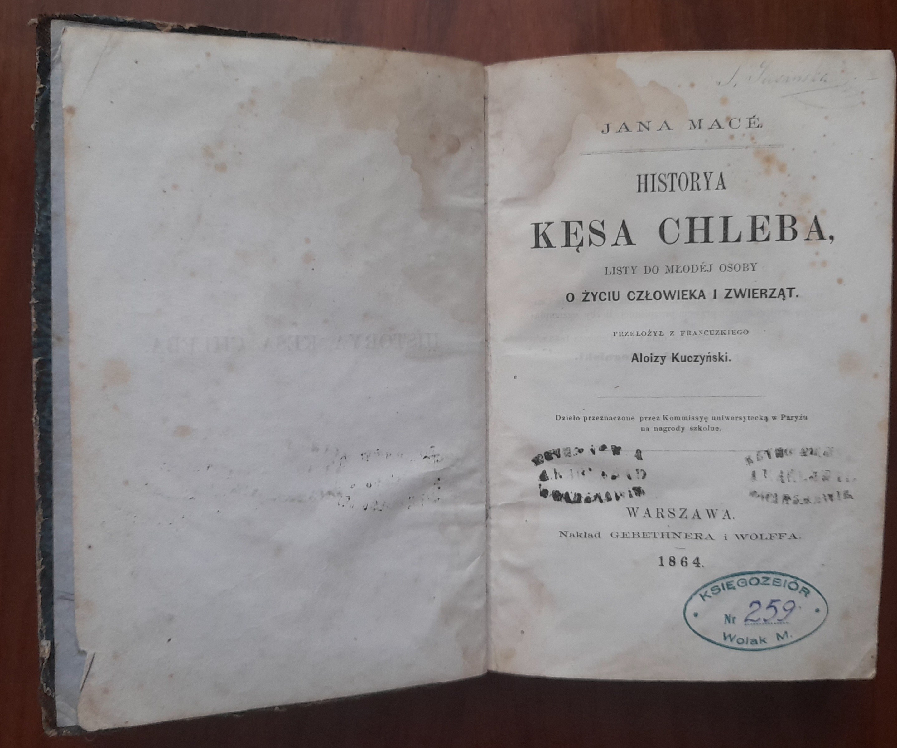 Mace, Historya kęsa chleba Listy do młodej osoby o życiu człowieka i ...