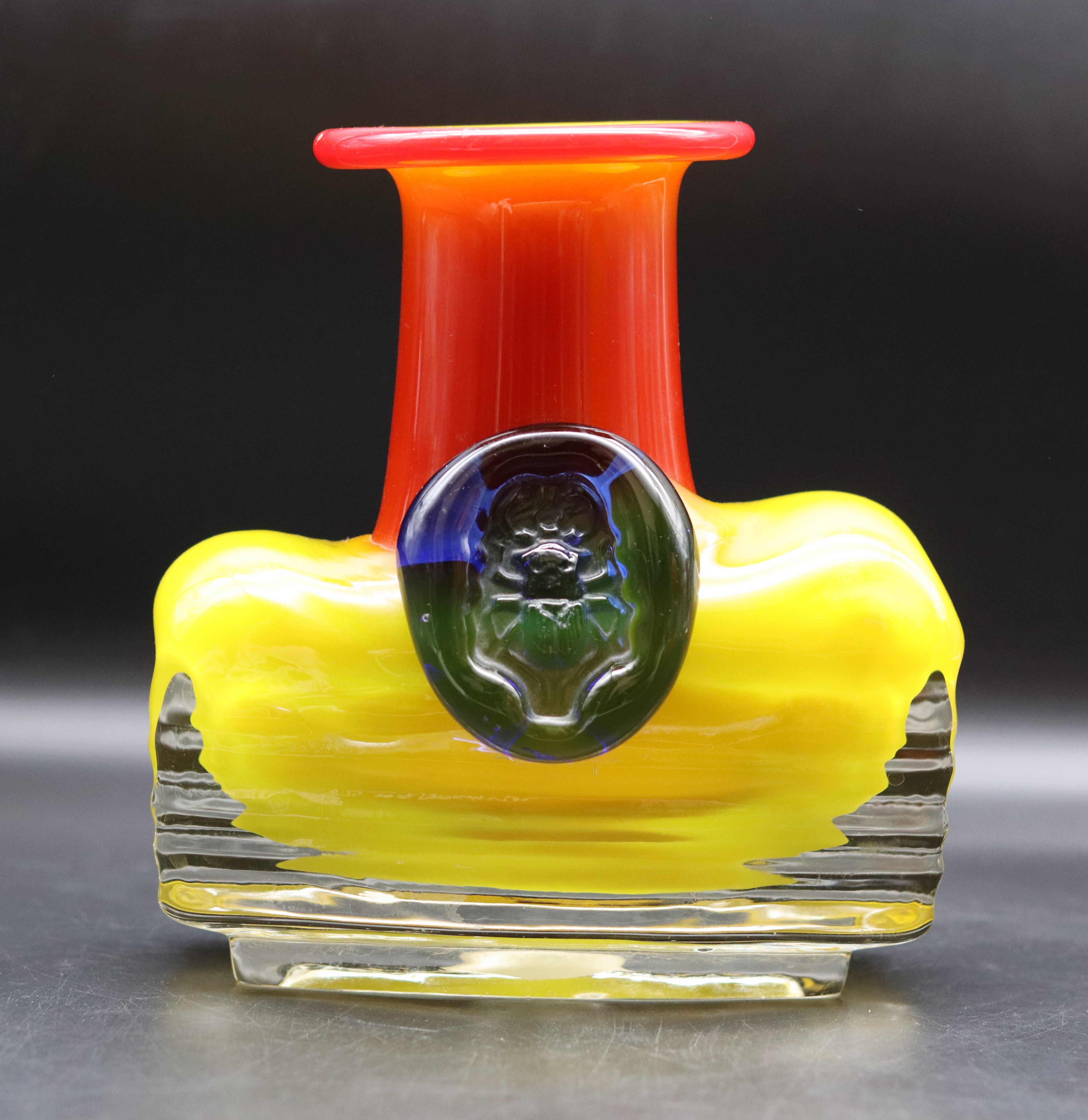 Glass Vase SKARABEUSZ J. S. Drost Huta Ząbkowice - Online auction ...