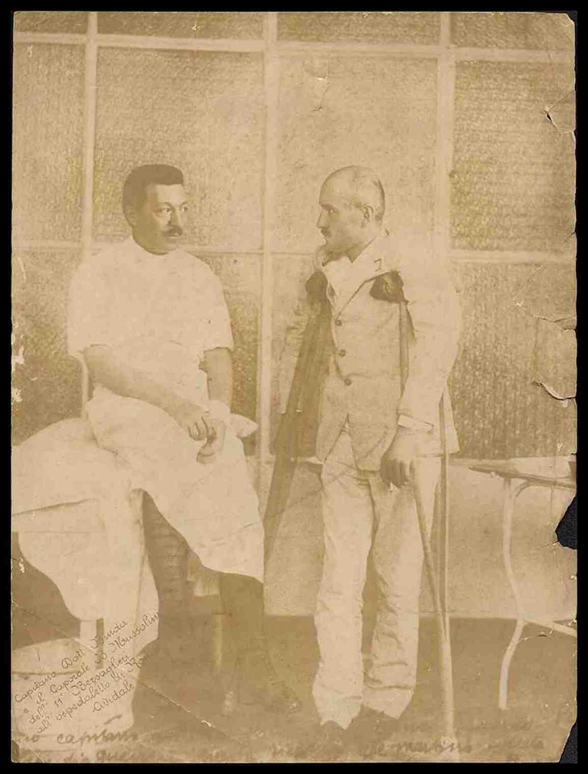 ITALY, Kingdom Enlarged photo of Benito Mussolini with his doctor ...