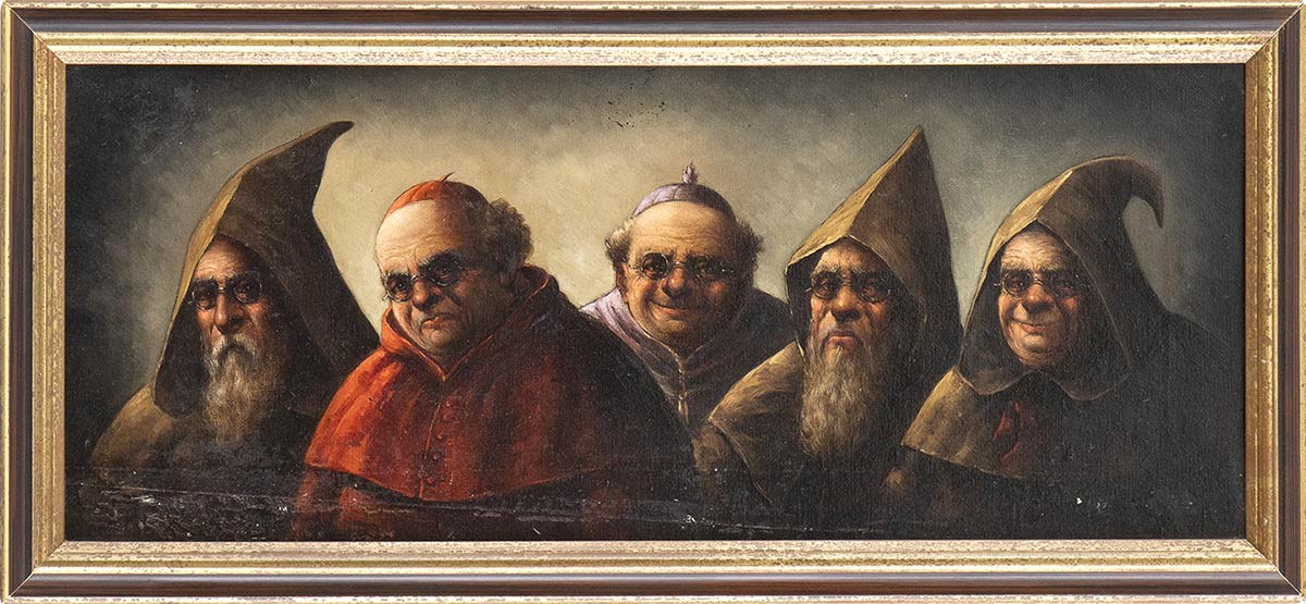 NORTH-ITALIAN ARTIST, 19th CENTURY, Study of five heads of prelates and ...