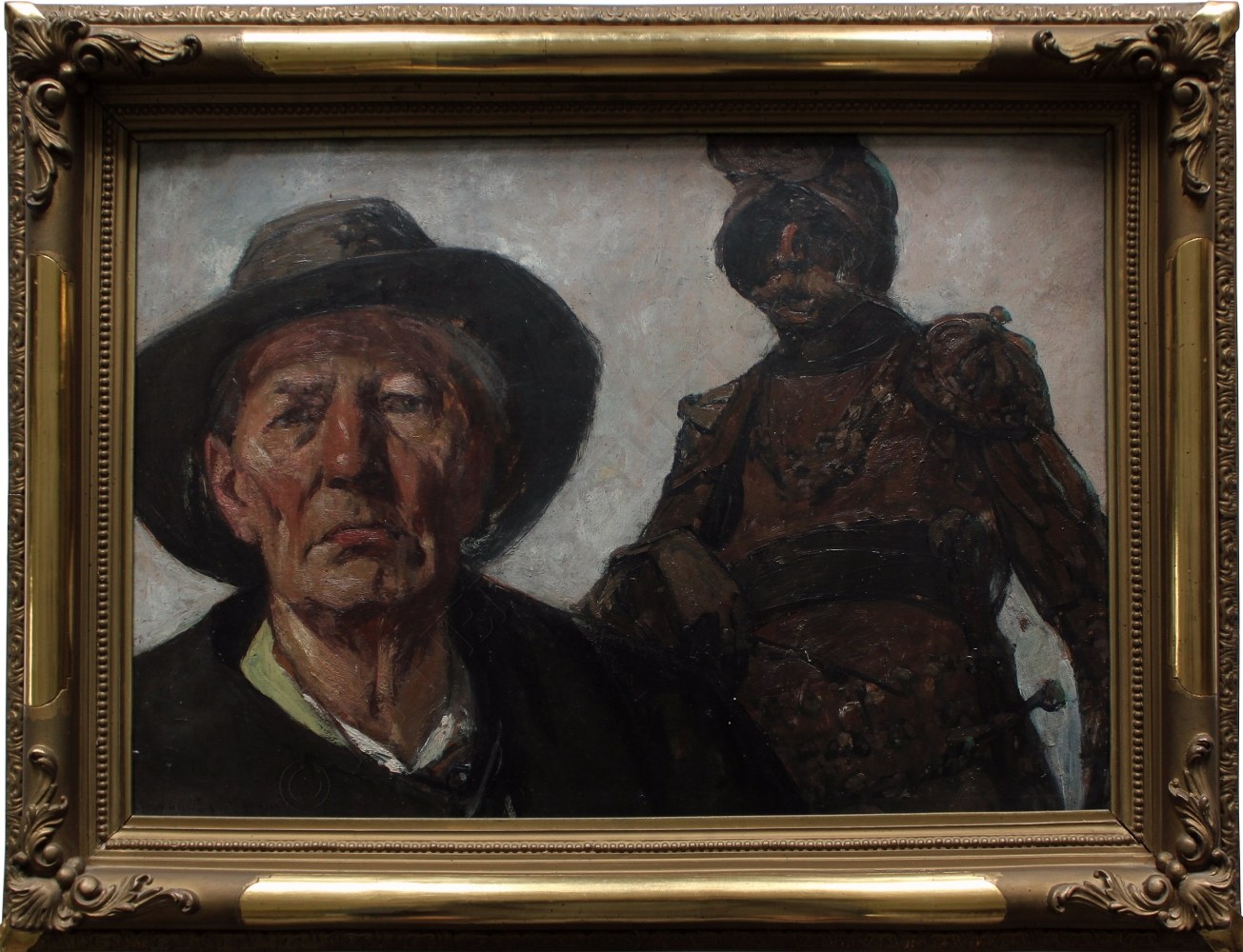 Ludwik Stasiak, Autoportret z rycerzem w tle - Aukcja internetowa ...