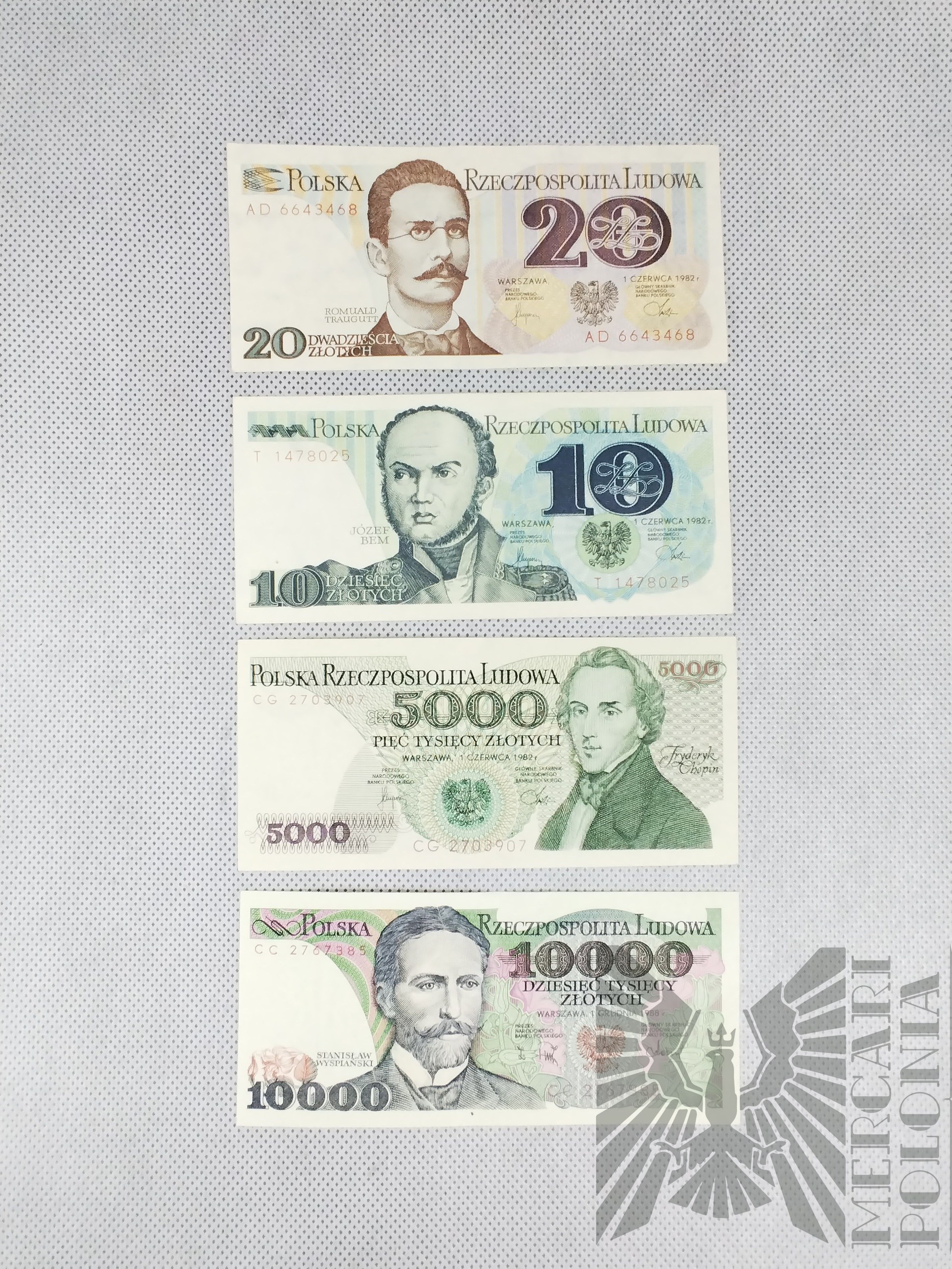 Banknoty Polska PRL - 10, 20, 5000, 100000zł - Aukcja internetowa ...
