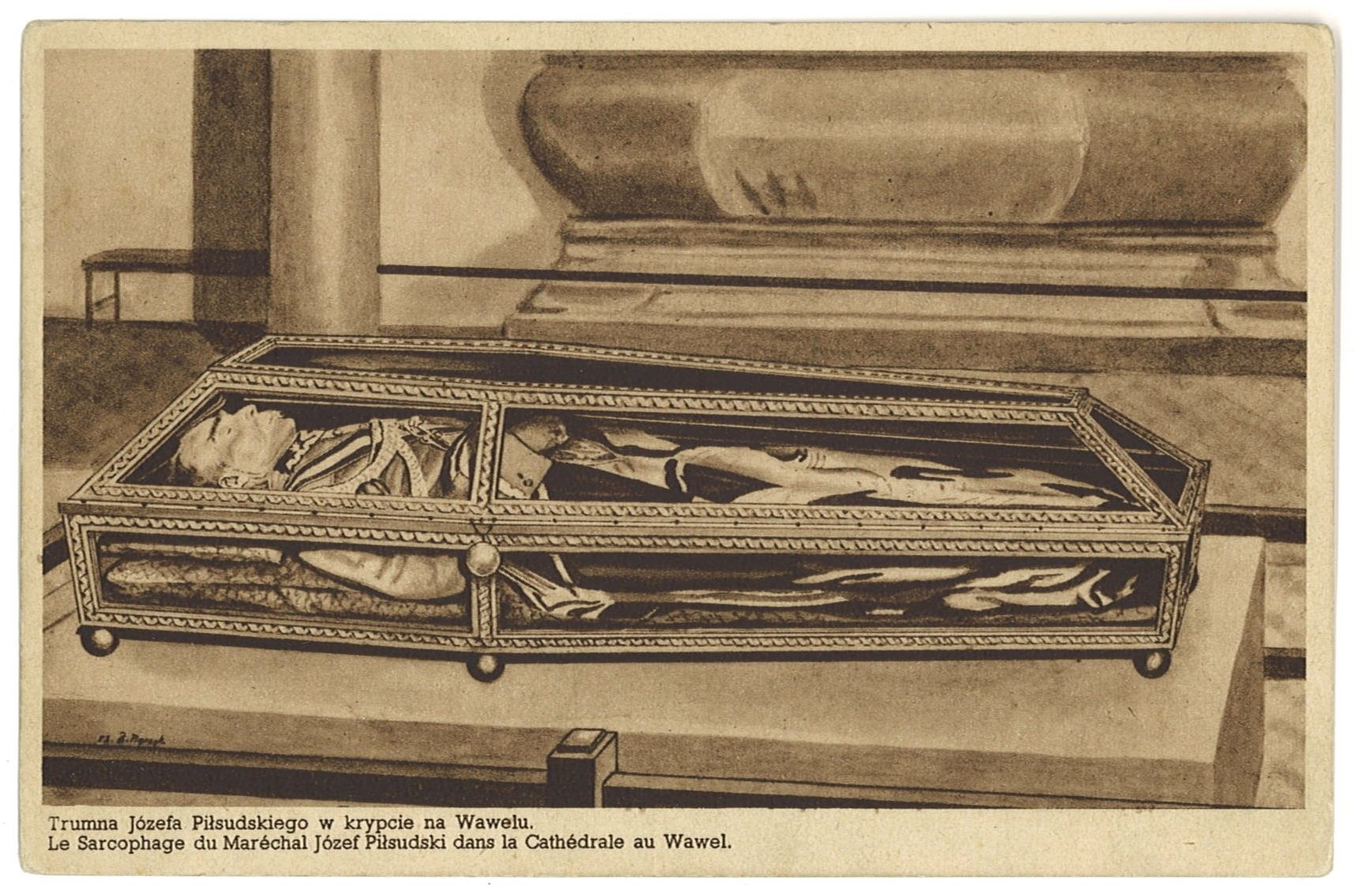 [Józef Piłsudski] Trumna Józefa Piłsudskiego w krypcie na Wawelu ...