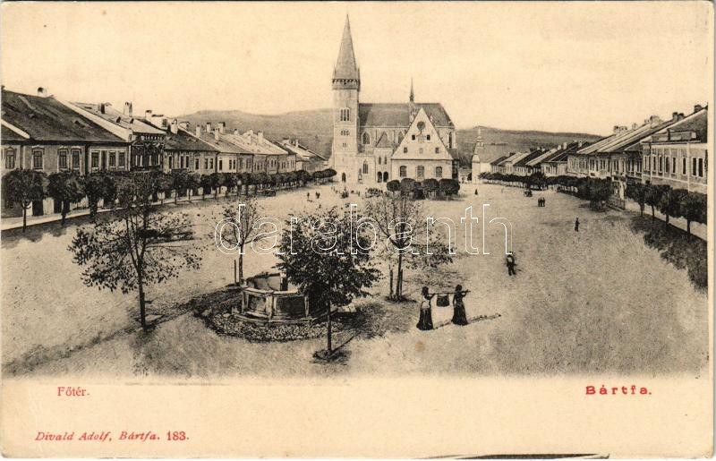 Bártfa, Bardiov, Bardejov; Fő tér. Divald Adolf 183. / main square (EK ...