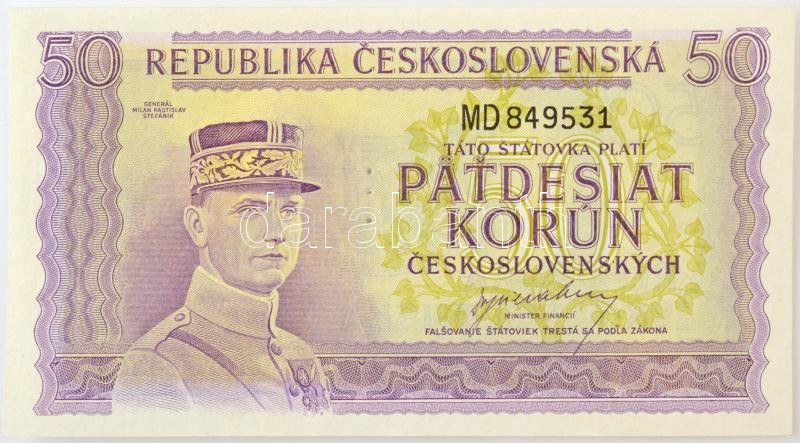Csehszlovákia 1945. 50K három perforált lyuk, "MD 849531" T:AU ...