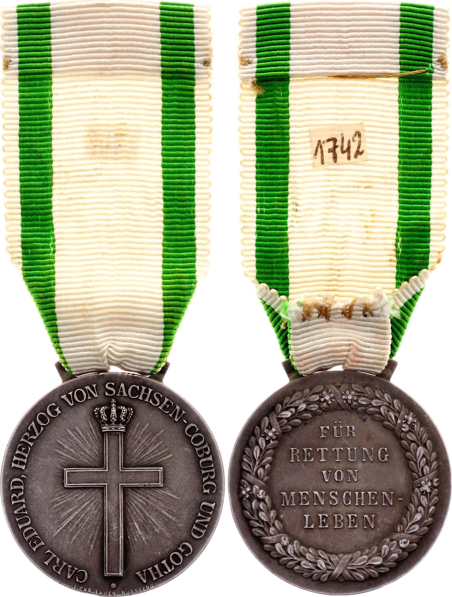 German States Saxe-Coburg-Gotha Life Saving Medal Type III 1907 - 1918 ...