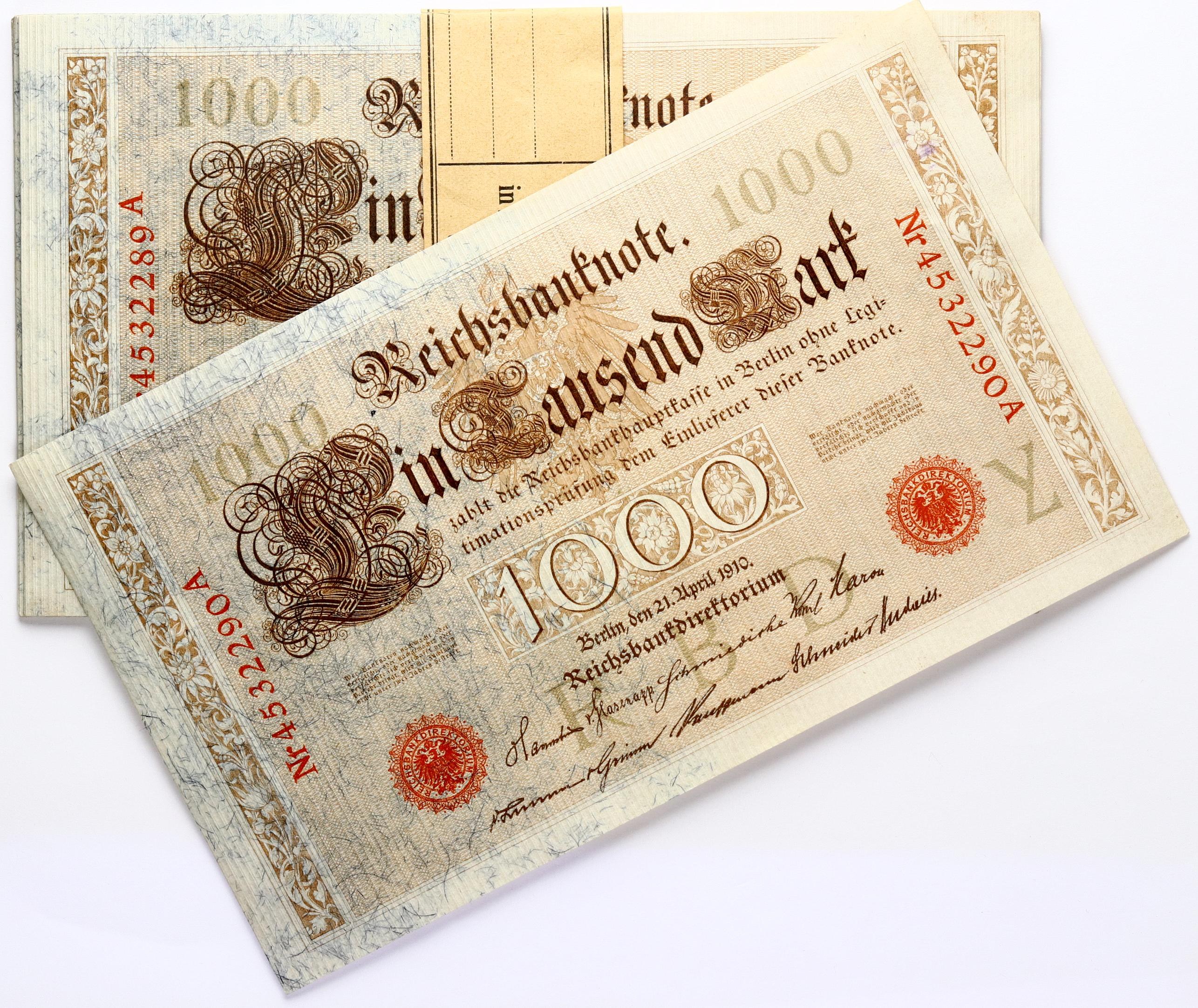 Germany 1000 Mark 1910 Reichsbanknote Lot of 20 pcs - Online auction ...