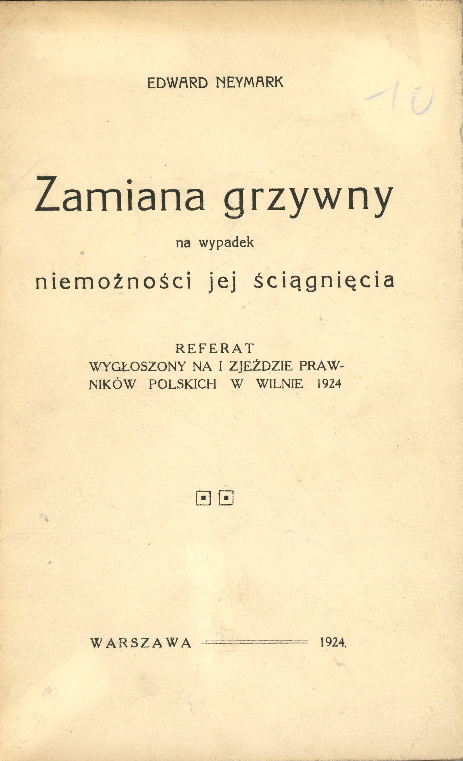Neymark Edward - Zamiana grzywny na wypadek niemożności jej ściągnięcia ...