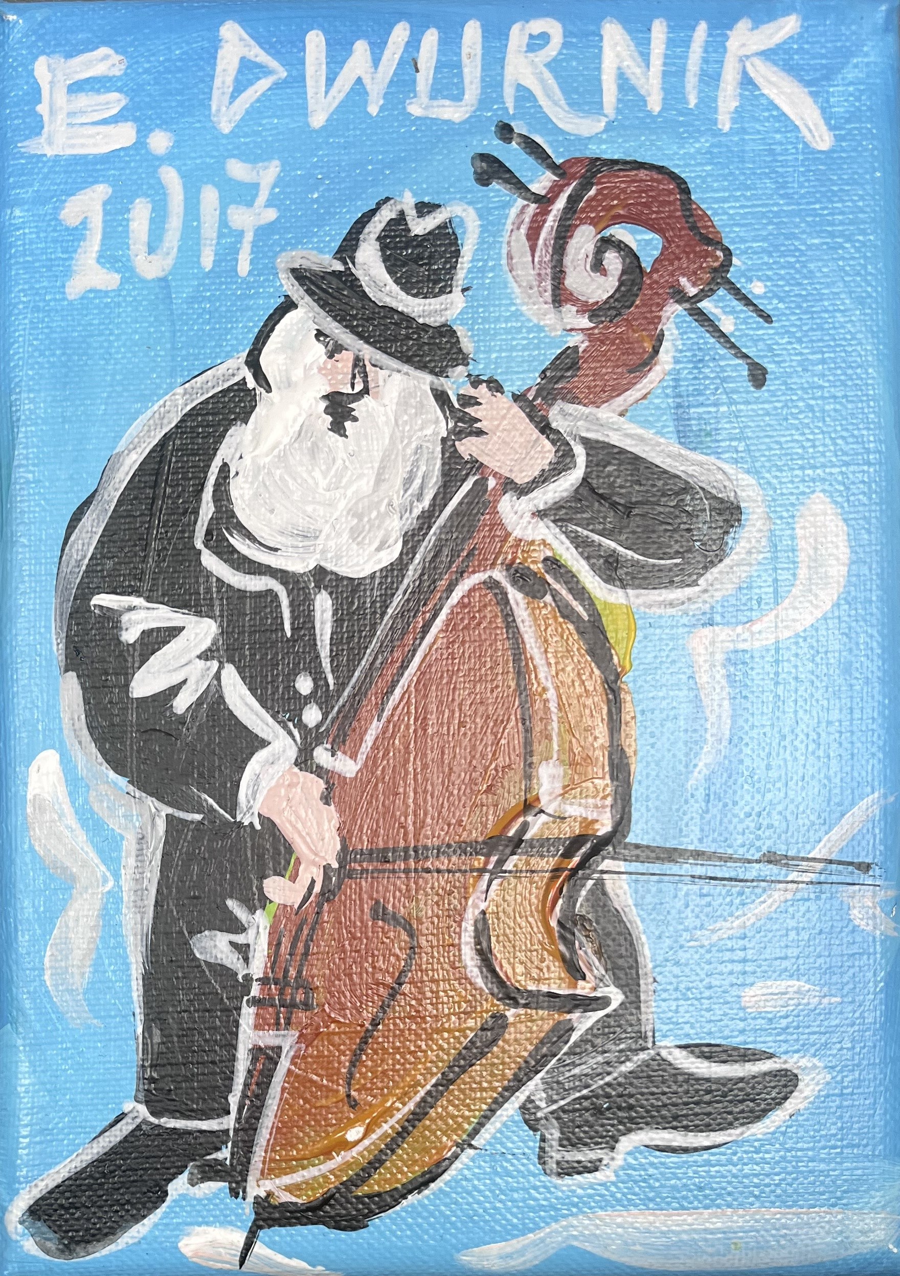 Edward Dwurnik ( 1943 - 2018 ), Kontrabasista, 2017 - Aukcja internetowa / Licytacja online ...