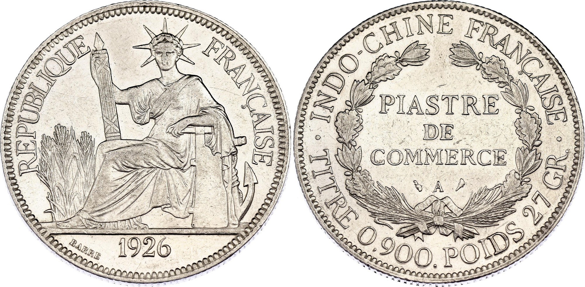 French Indochina 1 Piastre 1926 A - Aukcja internetowa / Licytacja ...