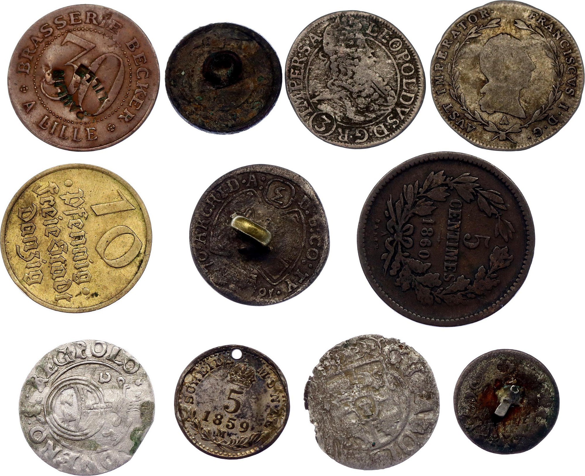 Europe Lot of 11 Coins 1625 - 1932 - Aukcja internetowa / Licytacja online - Cena - OneBid