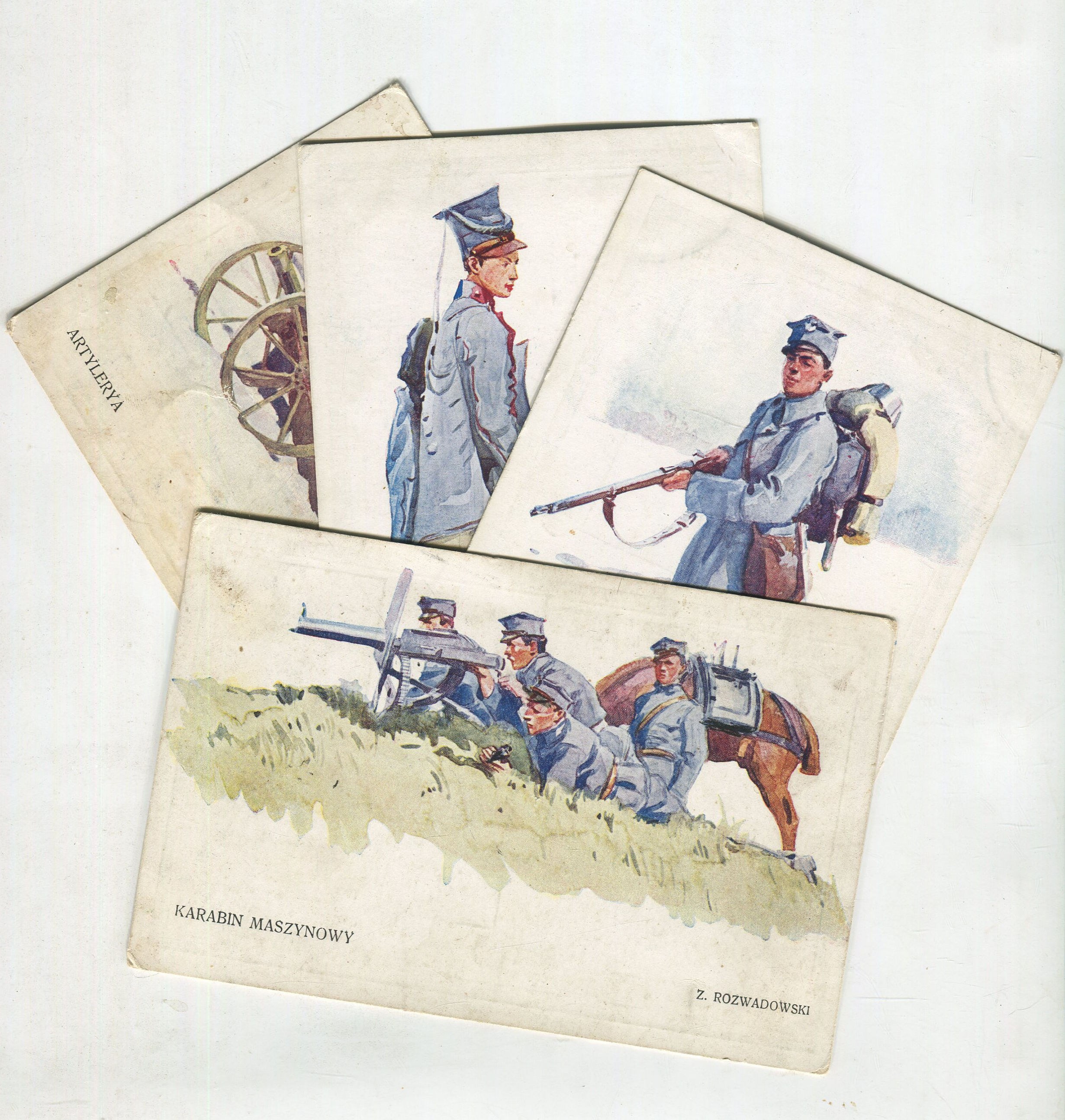 [Set of 4 postcards] ROZWADOWSKI Zygmunt - Polish Legions. Series V ...