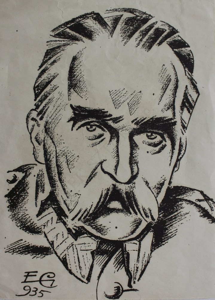Edward Głowacki, Portret Józefa Piłsudskiego - Aukcja internetowa ...