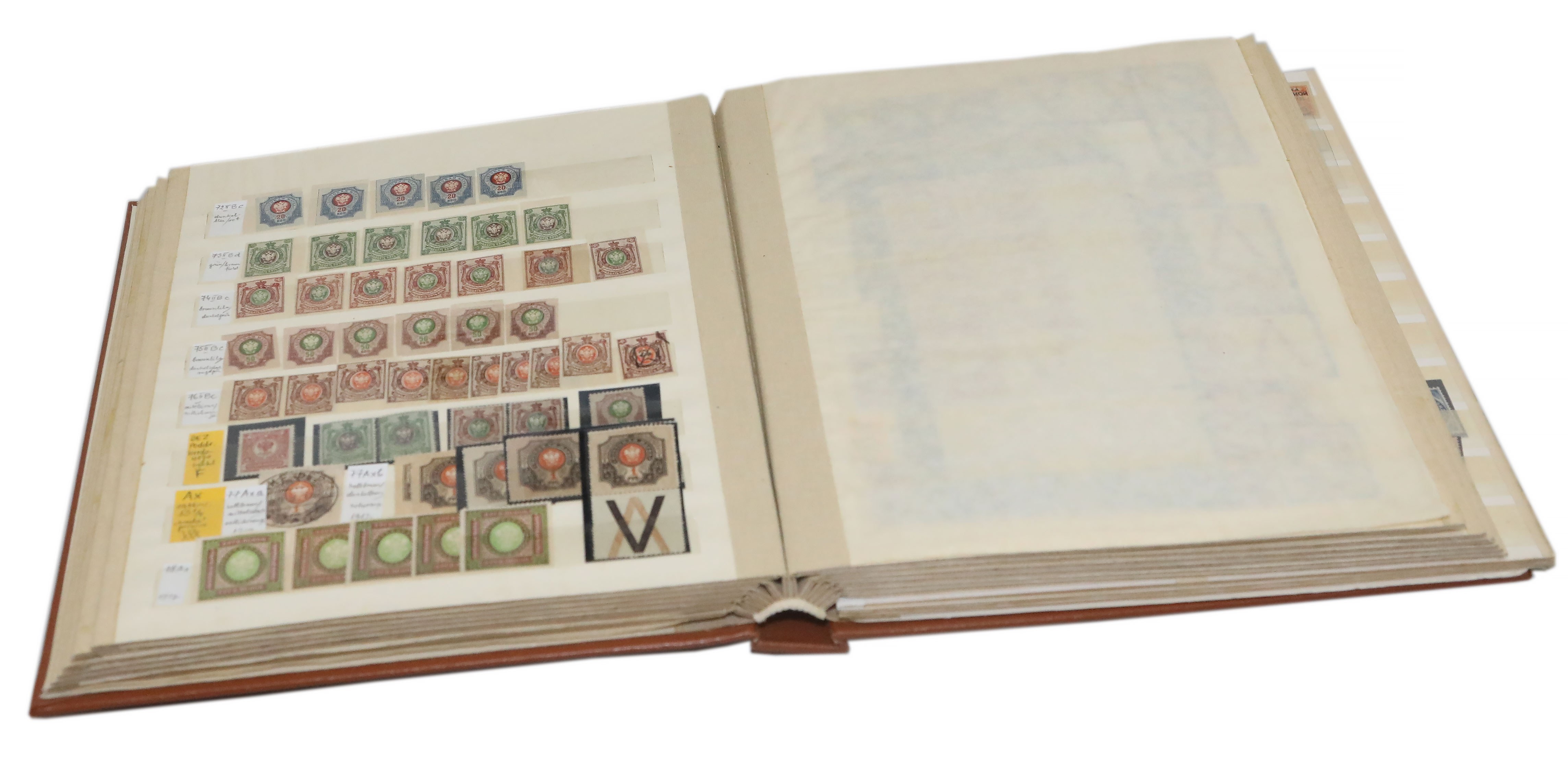 Rosja, album znaczków 1858-1923, m.in.: Armia Zachodnia, Denikina ...