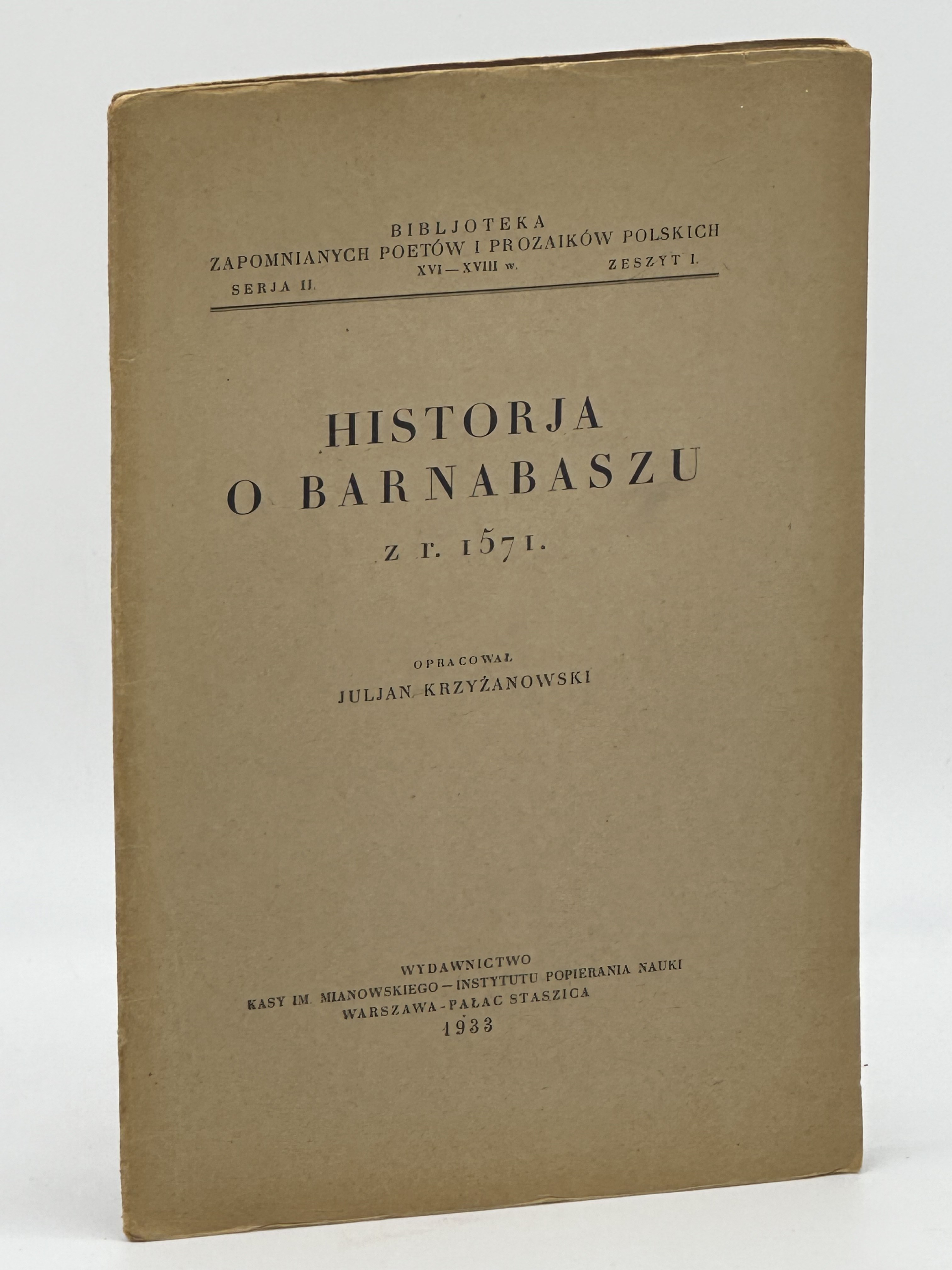 The story of Barnabas from 1571.(A pre-book and a study of a Polish old ...