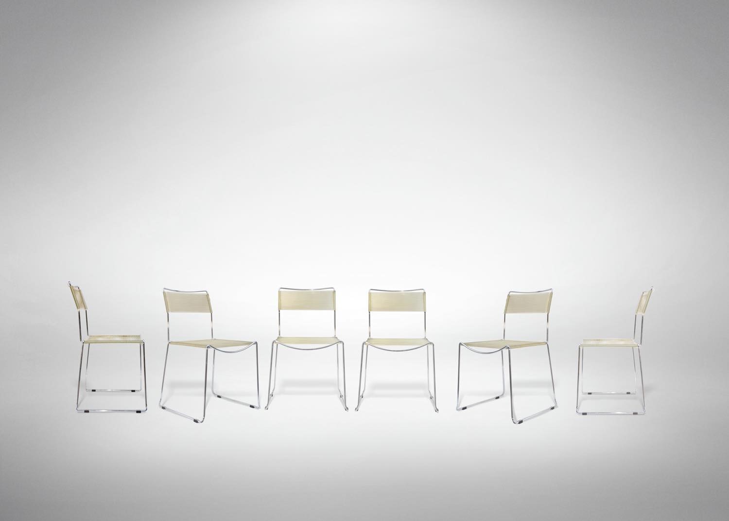 Six Spaghetti chairs, Set of six Spaghetti chairs with chrome-plated ...