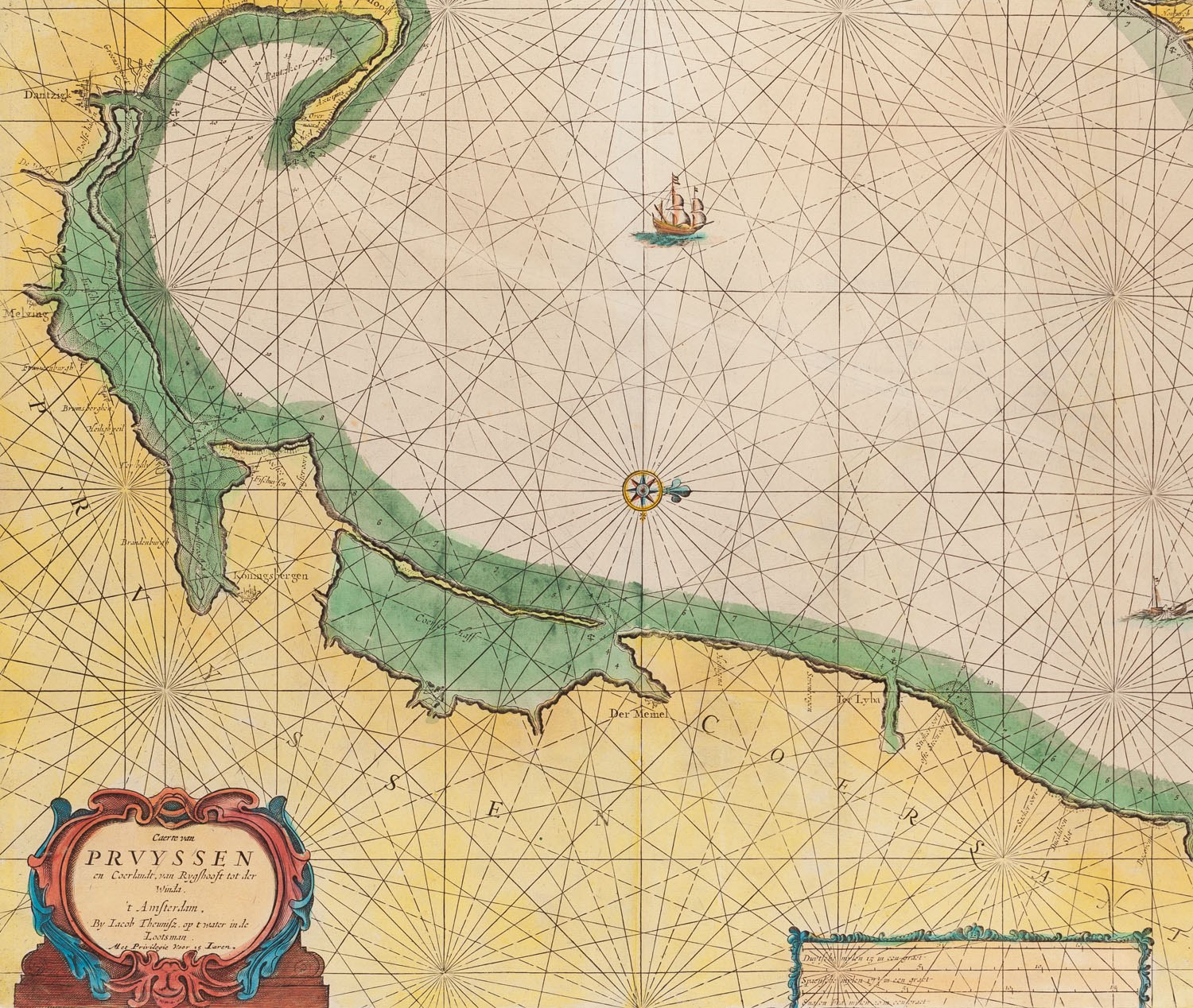 Jacobsz Theunis (1632 Andijk - 1679), Map of the Gulf of Danzig ...