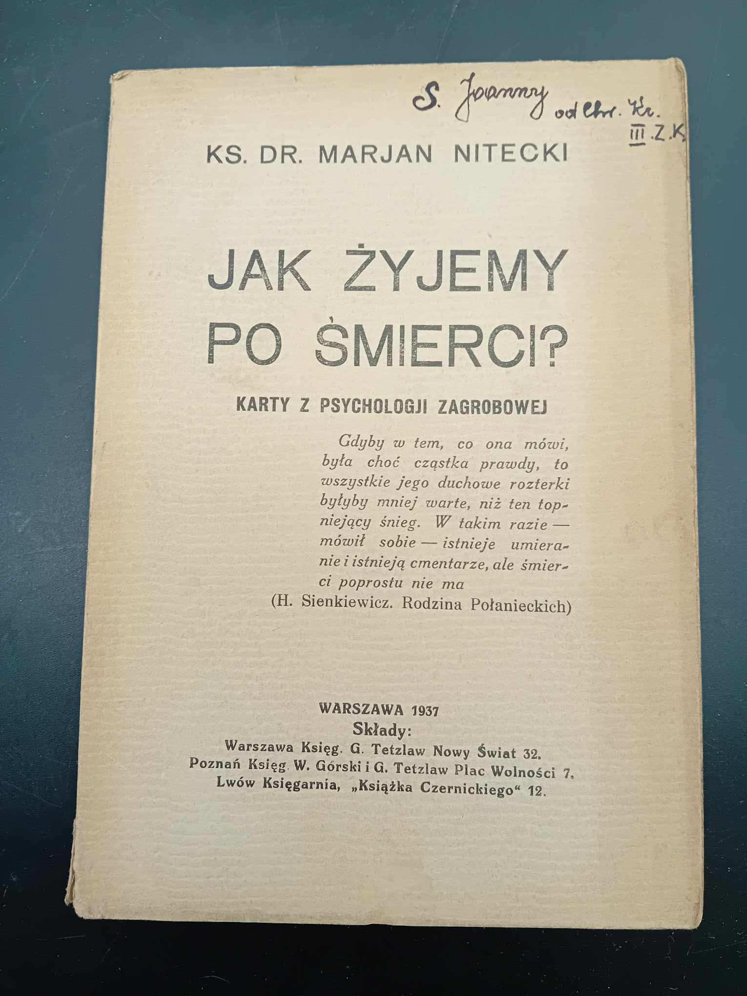 Ks. Dr. Marjan Nitecki Jak żyjemy po śmierci? Karty z psychologii ...