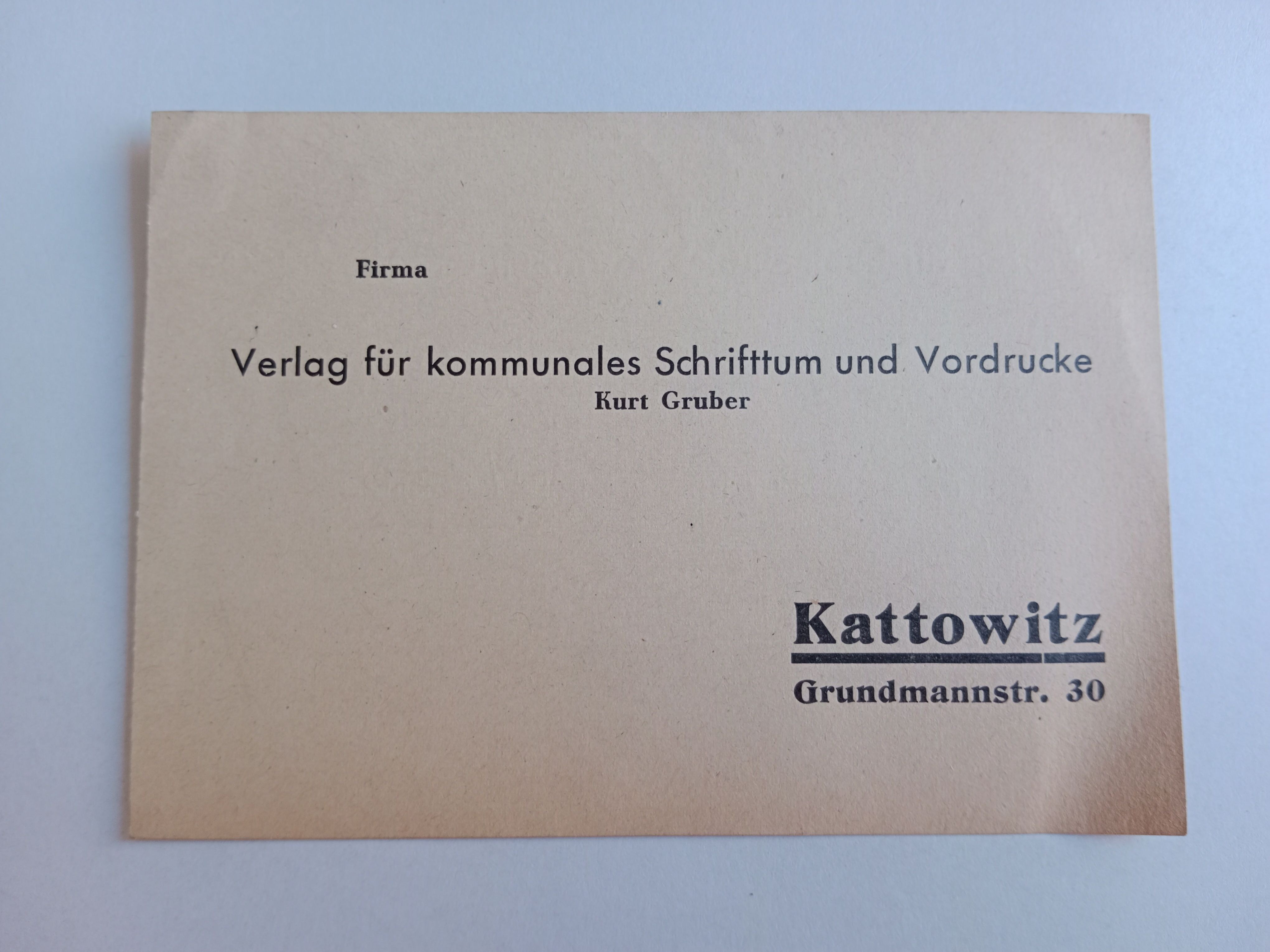 REKLAMA KATOWICE KATTOWITZ KURT GRUBER, 1945 R - Aukcja internetowa ...