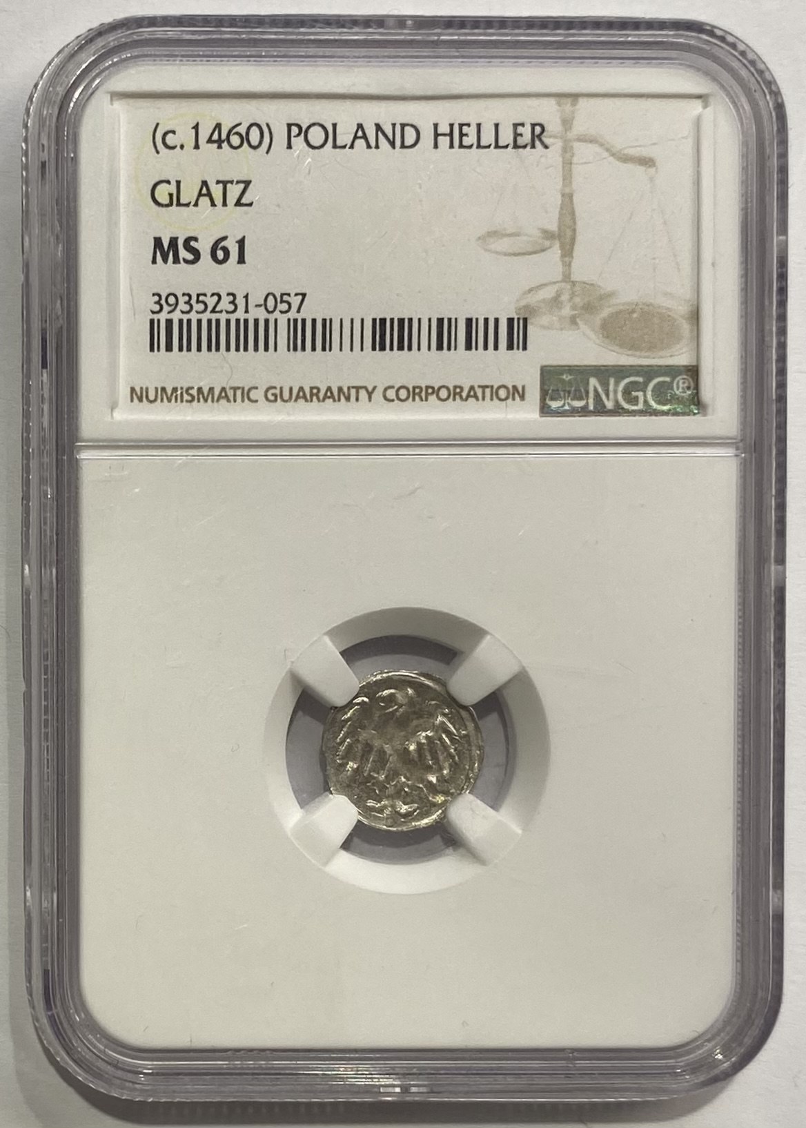 ŚLĄSK - Hrabstwo Kłodzkie - Jerzy z Podiebradu - halerz ok. 1460 ...