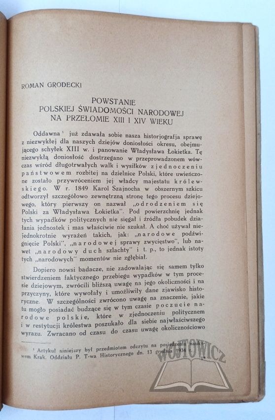 GRODECKI Roman, Powstanie polskiej świadomości narodowej na przełomie ...